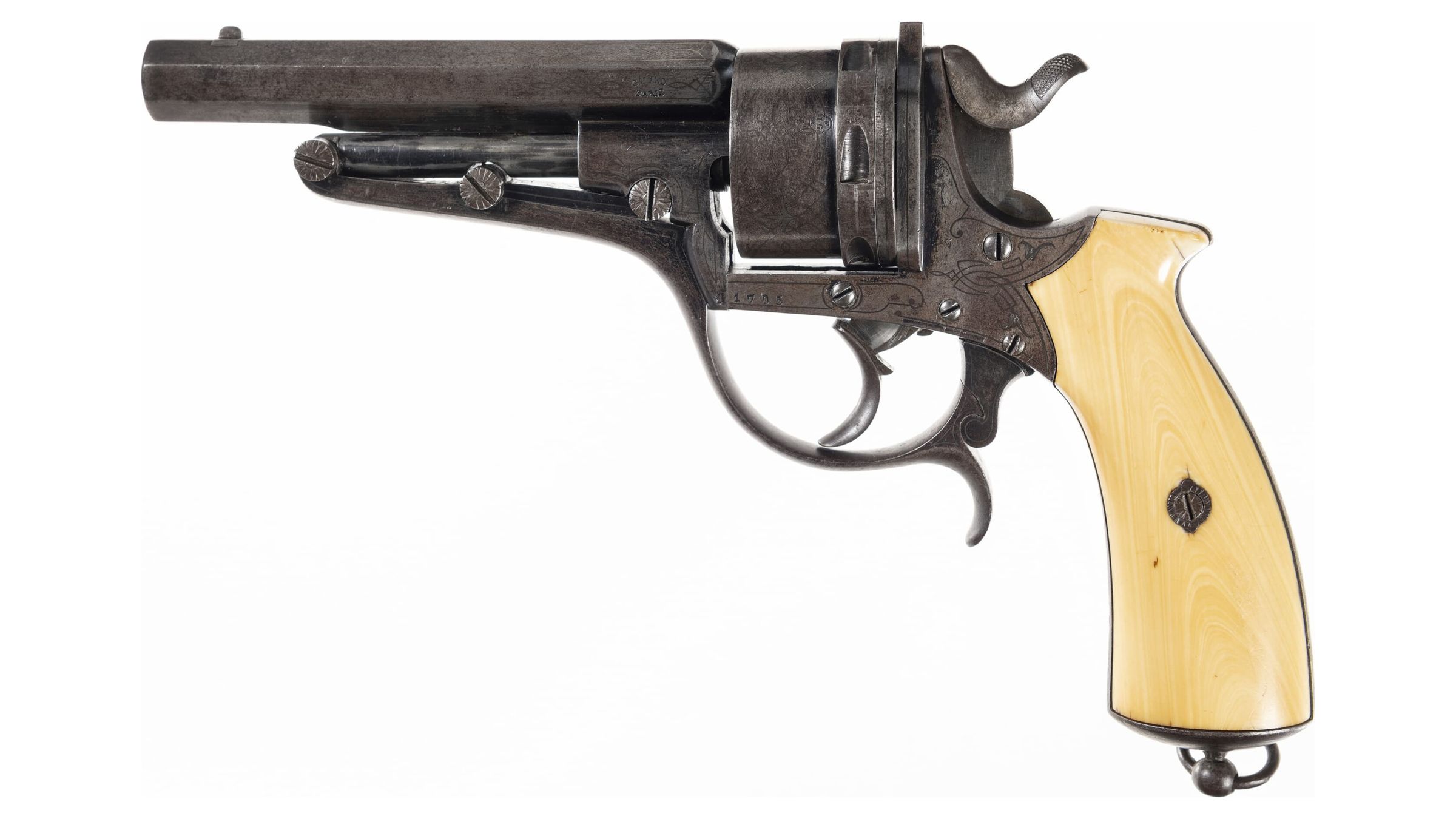 Silver Inlaid Galand Double Action Revolver | Rock Island Auction