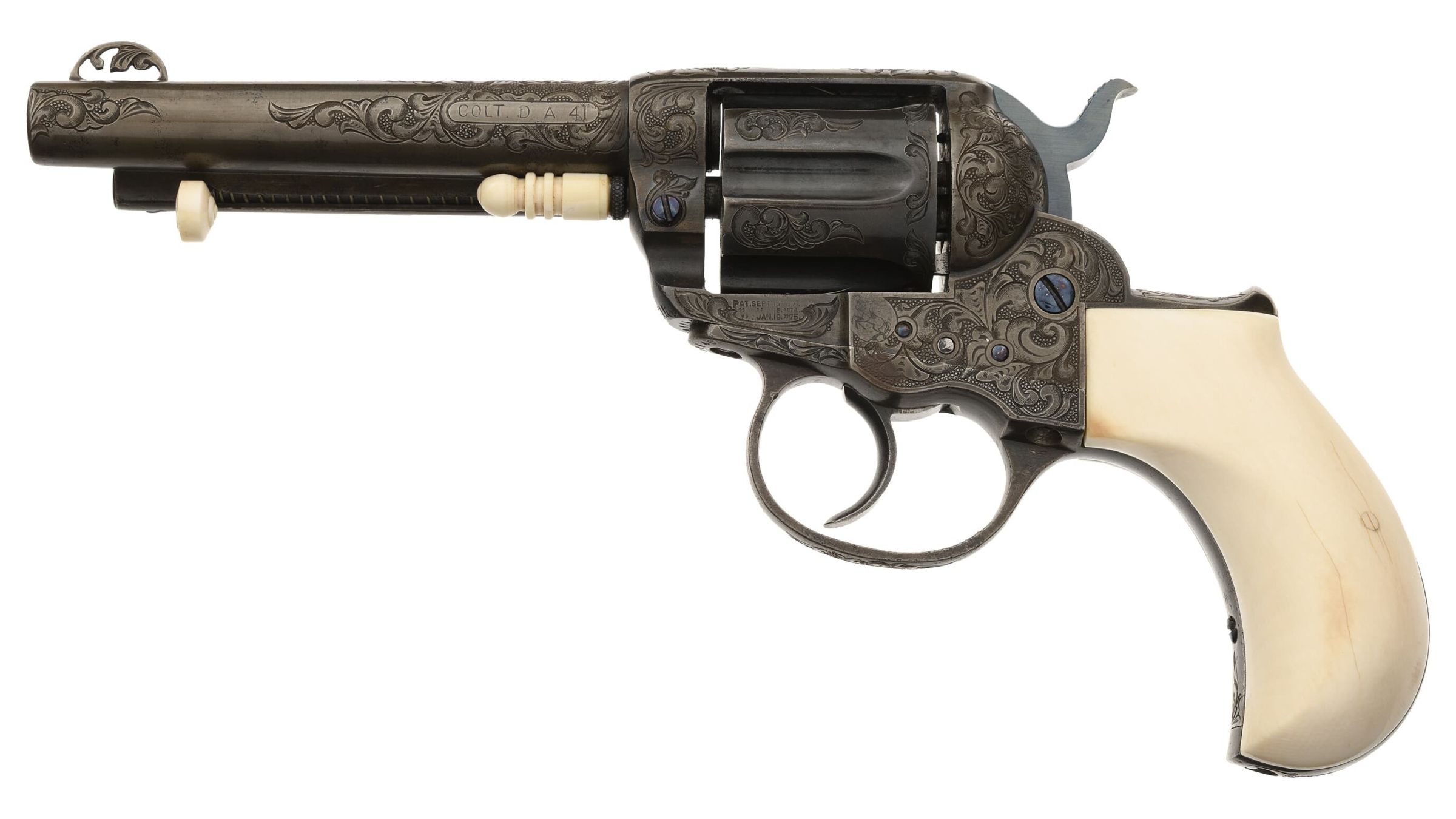 Engraved Colt Model 1877 Thunderer Double Action Revolver Rock Island