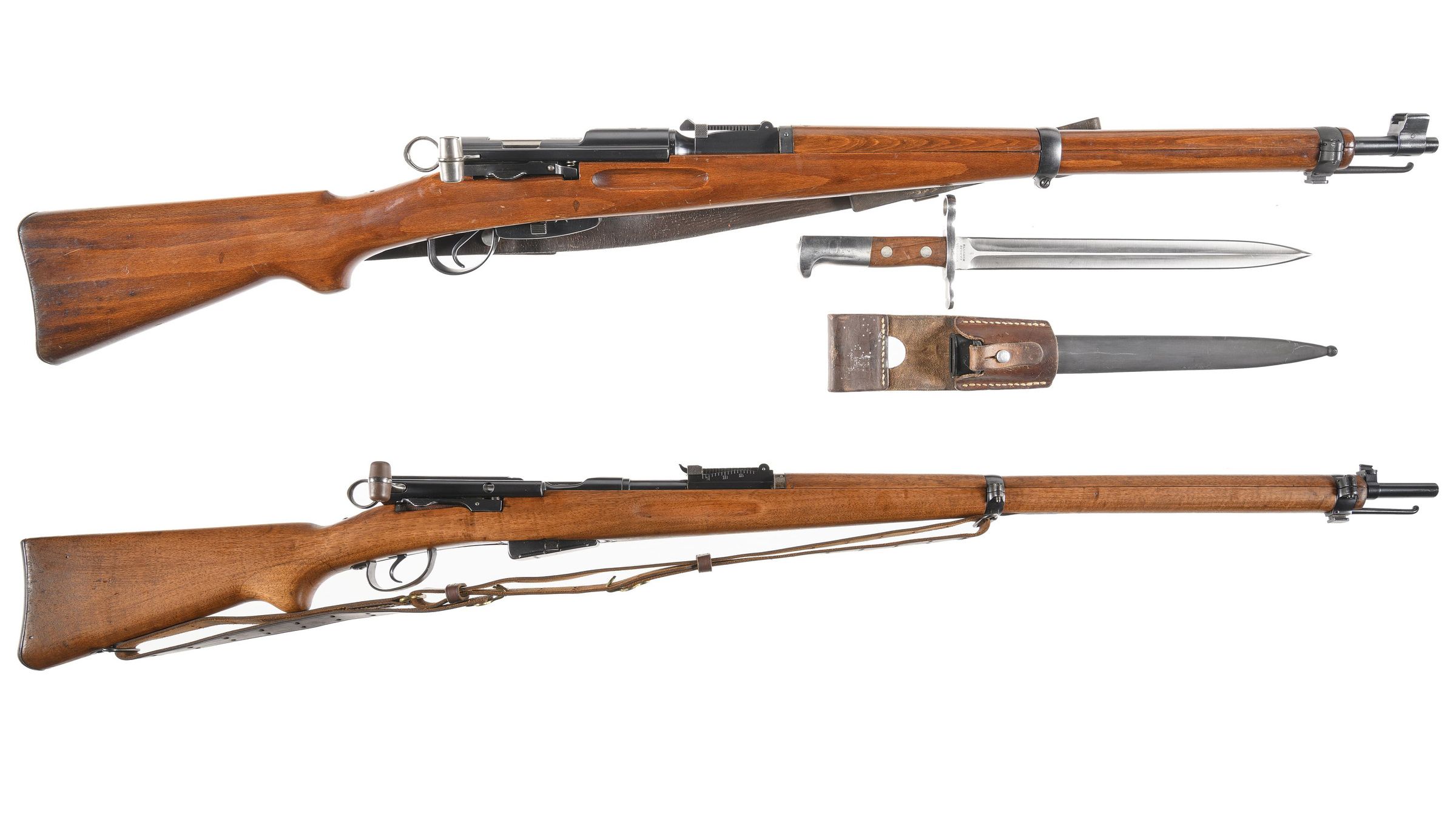 Two Swiss Military Straight Pull Bolt Action Rifle