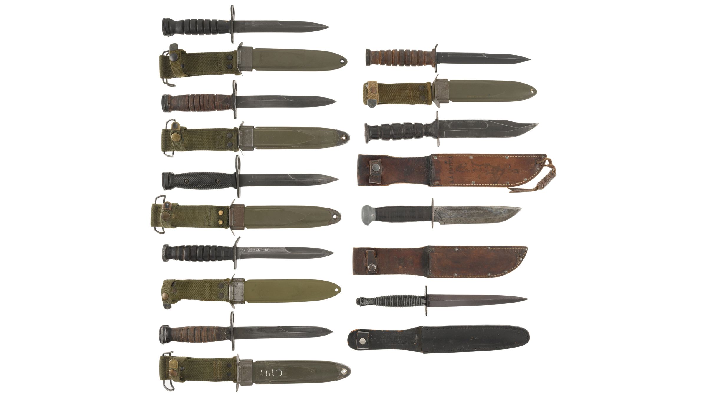 Nine Bayonet/Knives with Sheaths | Rock Island Auction