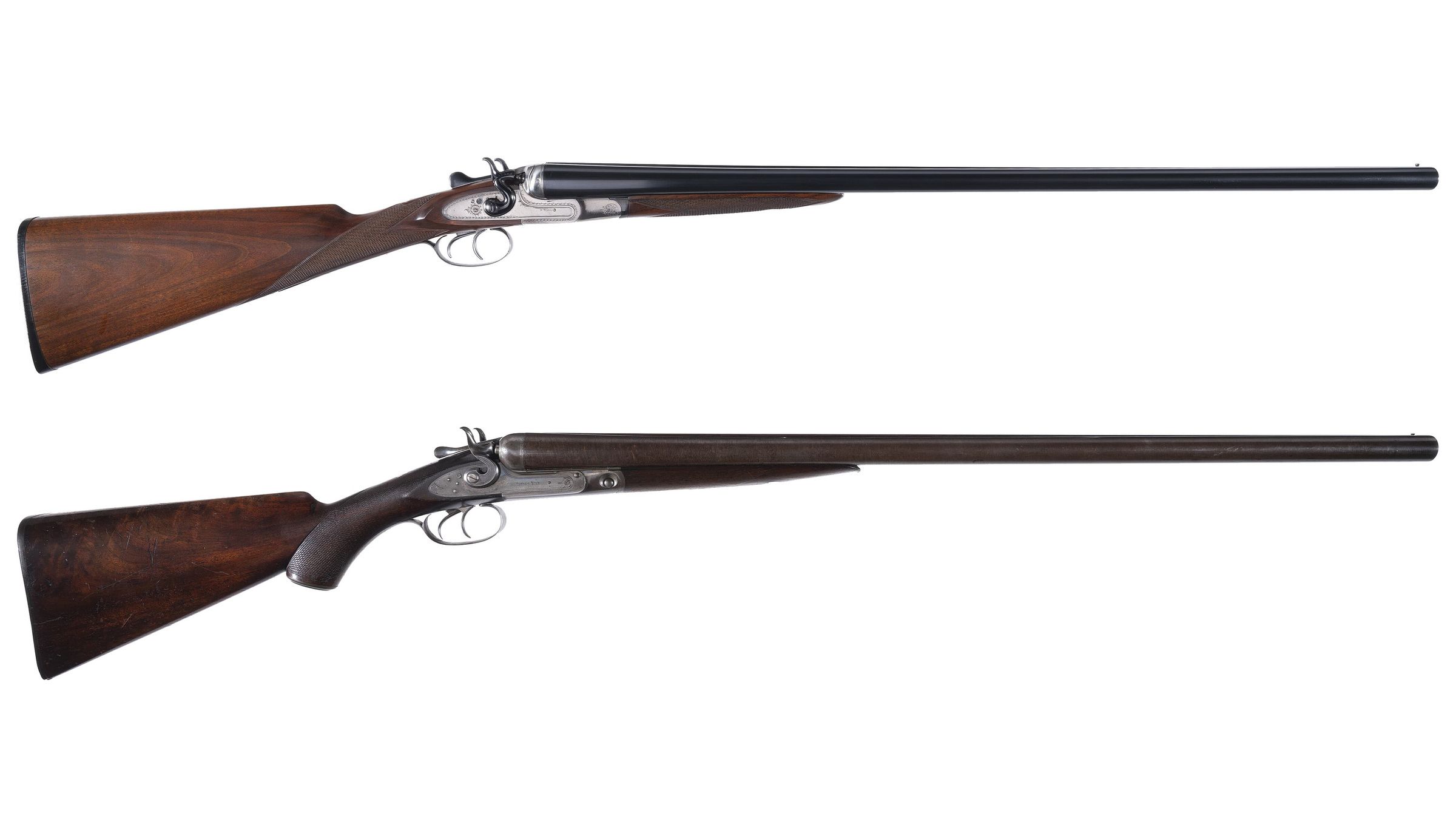 Two Engraved Side by Side Hammer Shotguns | Rock Island Auction