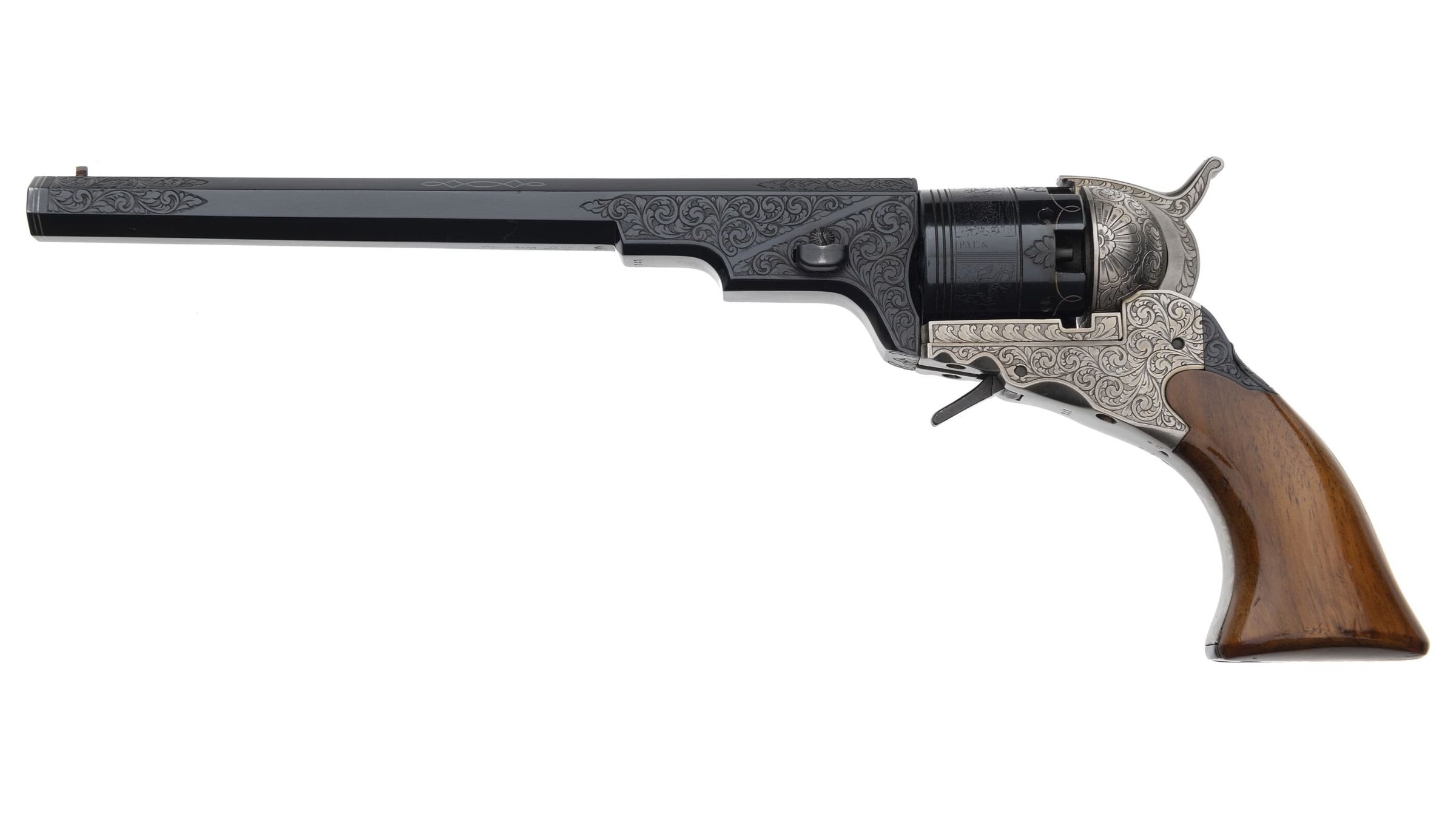 Cased Engraved Reproduction Paterson Percussion Revolver | Rock Island ...
