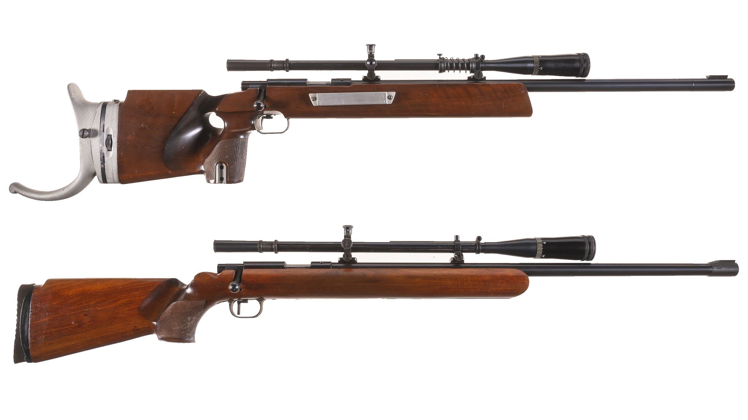 Two Anschutz Model 54 Match Single Shot Bolt Action Rifles | Rock ...