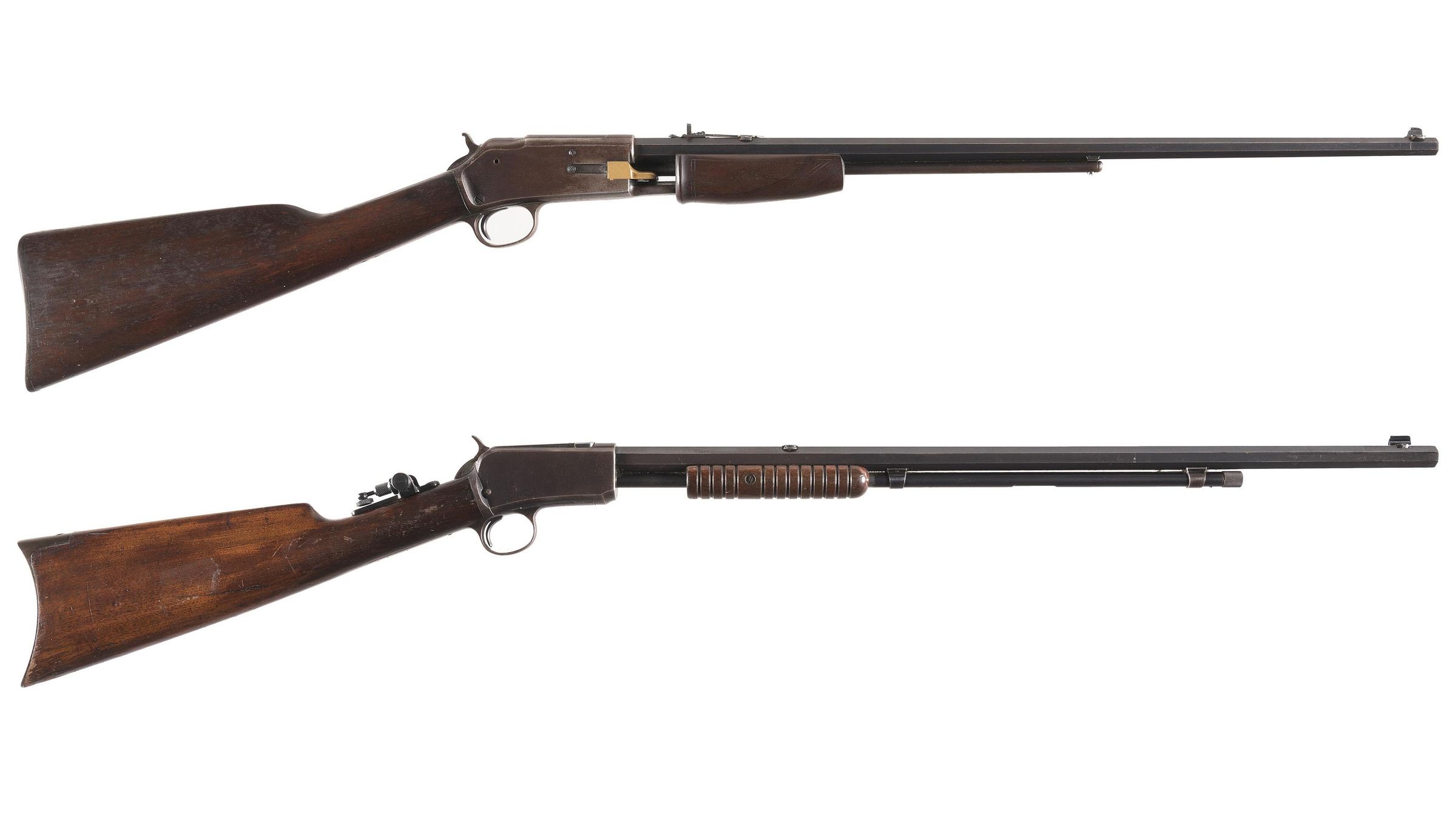 Two American Slide Action Rifles | Rock Island Auction