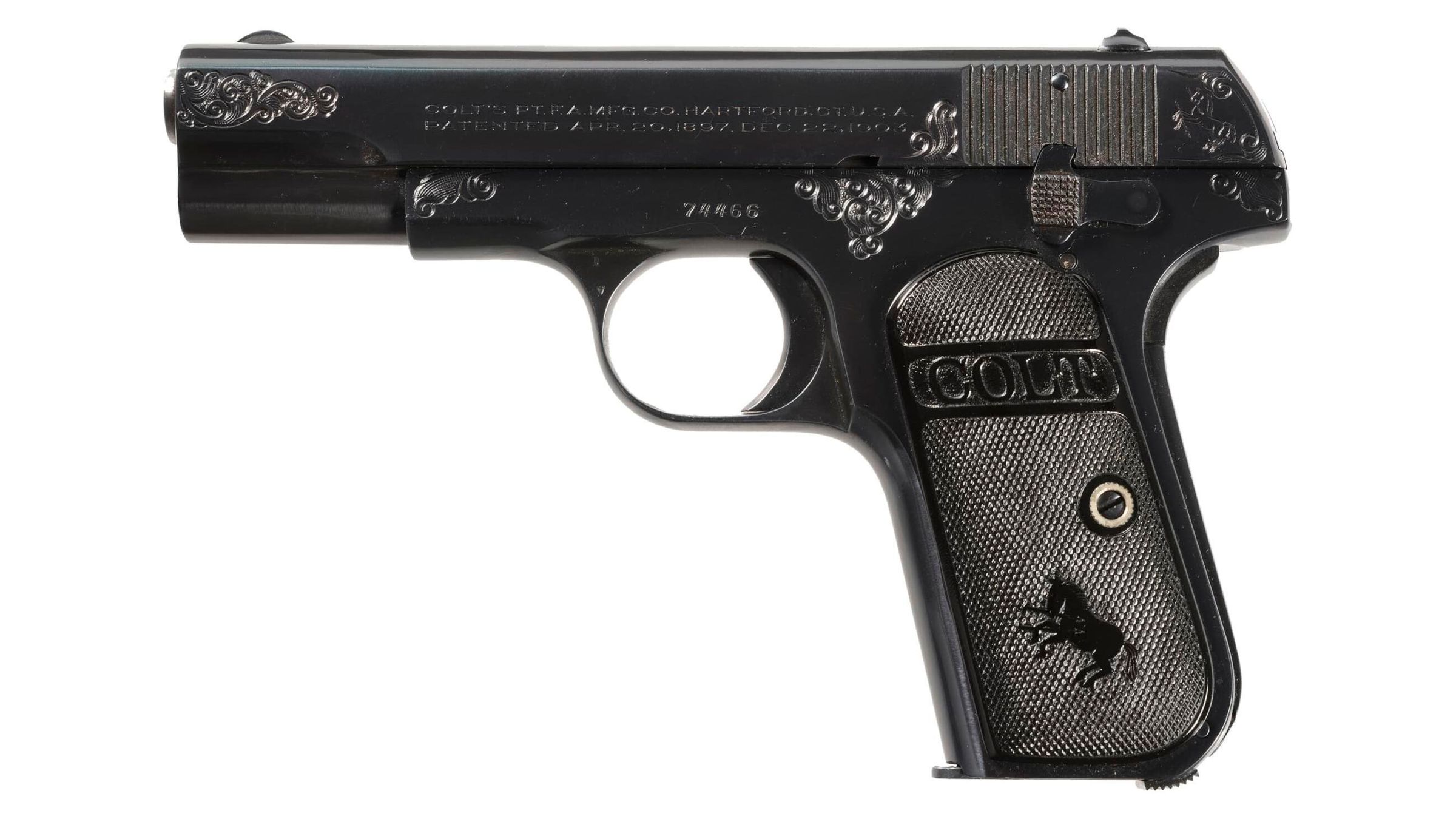 Engraved Colt Model 1908 Pocket Hammerless Semi-Automatic Pistol | Rock ...