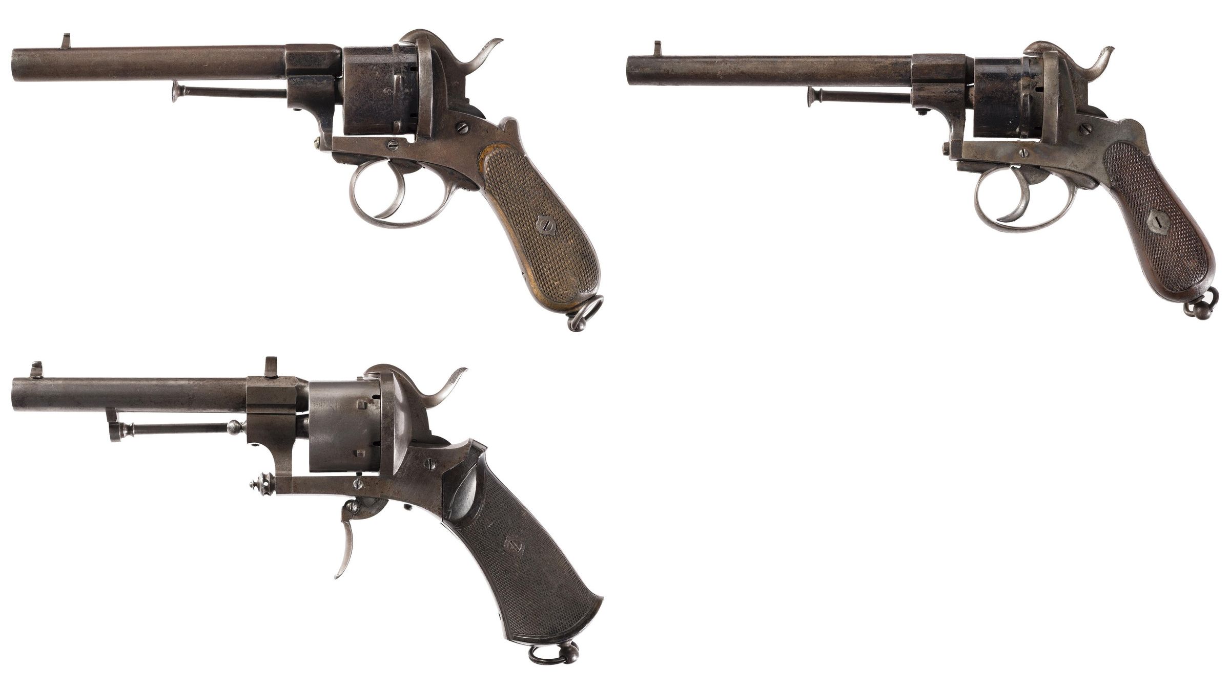 Three Belgian Double Action Pinfire Revolvers | Rock Island Auction