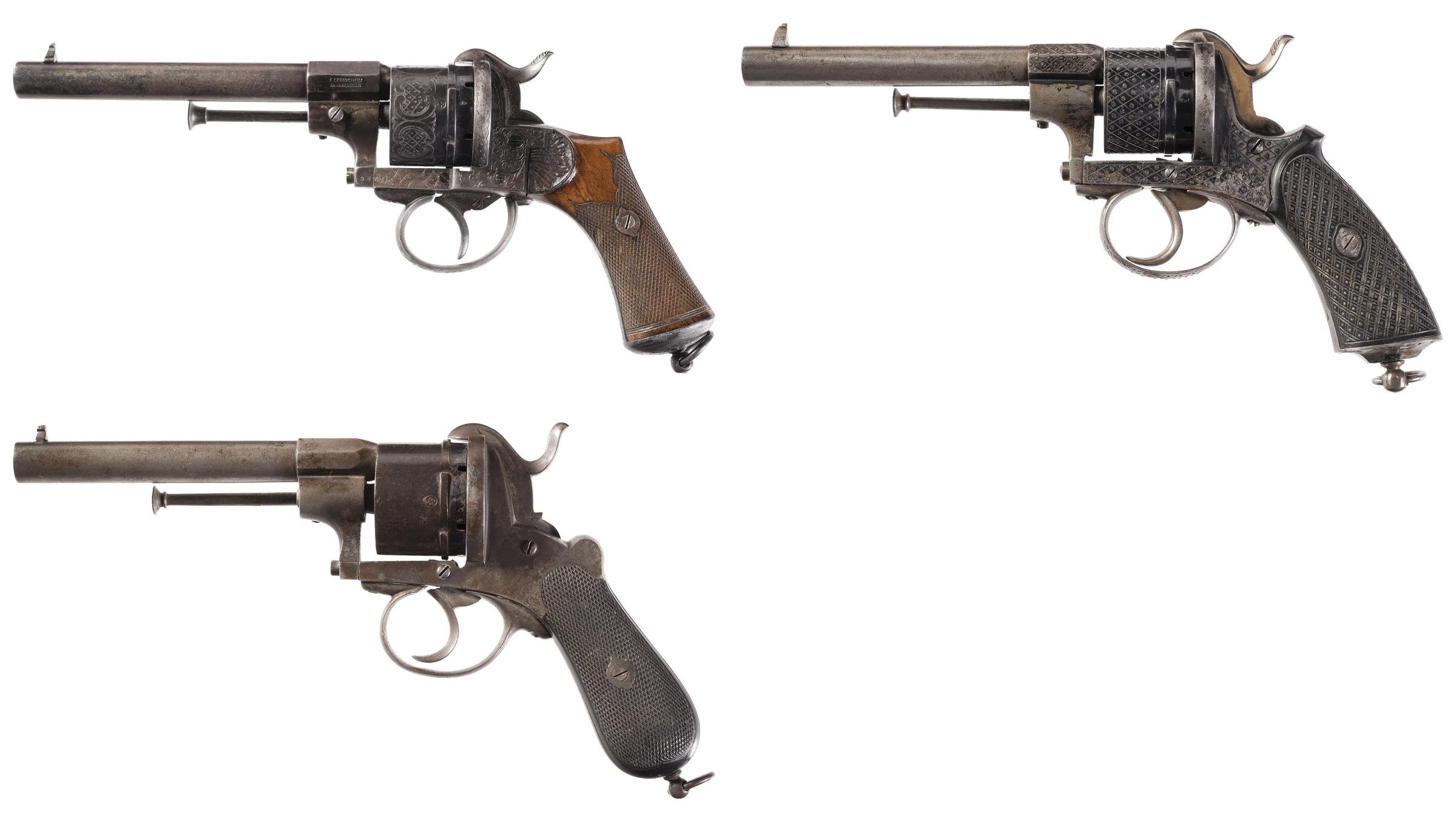 Three European Pinfire Double Action Revolvers | Rock Island Auction