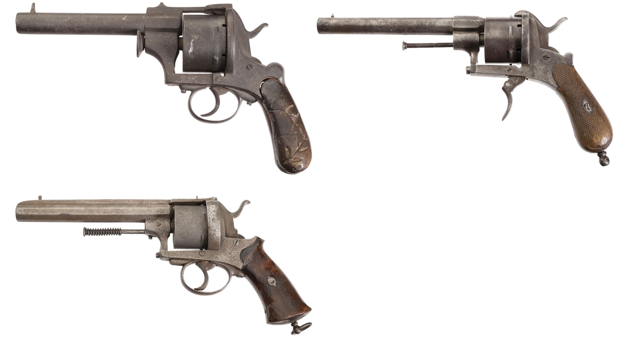 Three European Double Action Pinfire Revolvers | Rock Island Auction