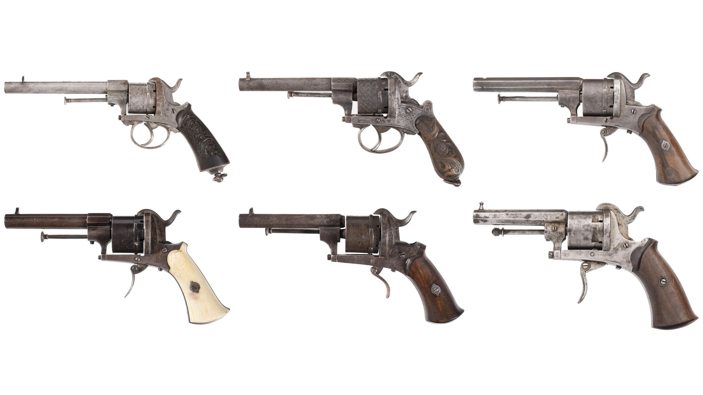 Six Antique European Pinfire Double Action Revolvers | Rock Island Auction
