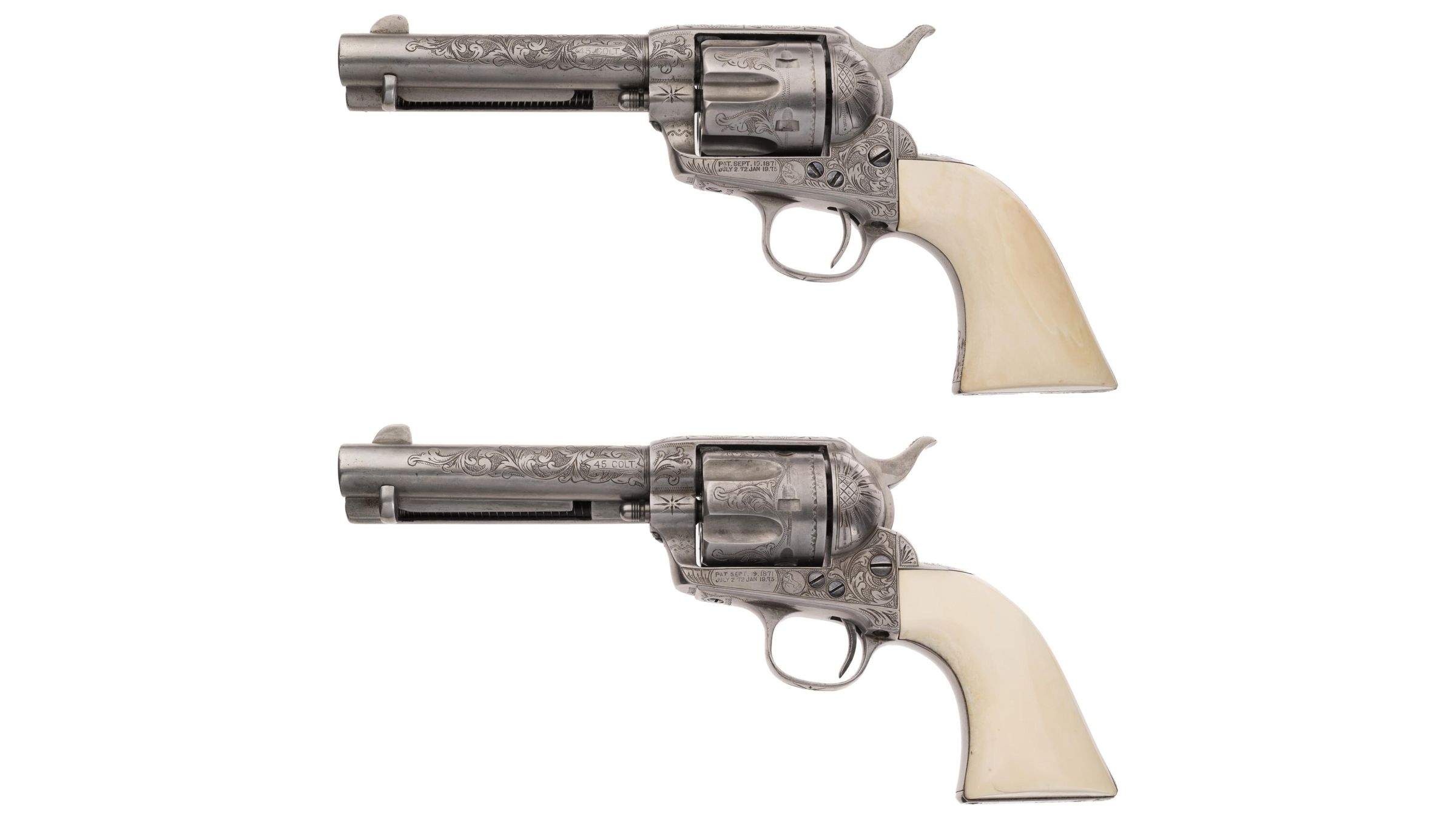 Engraved Pair of Antique Colt Single Action Army Revolvers | Rock ...