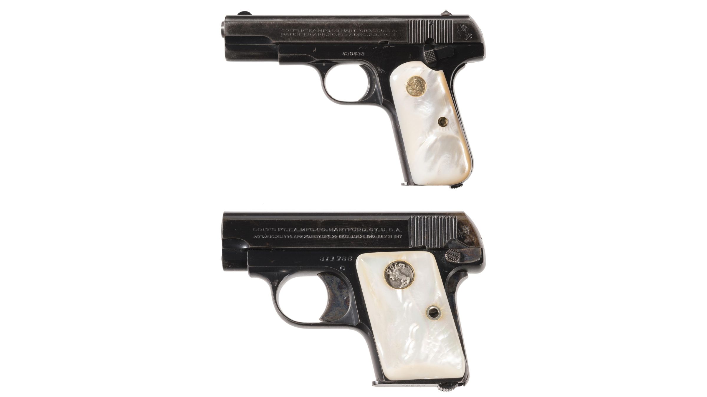 Two Colt Pocket Hammerless Semi-Automatic Pistols | Rock Island Auction