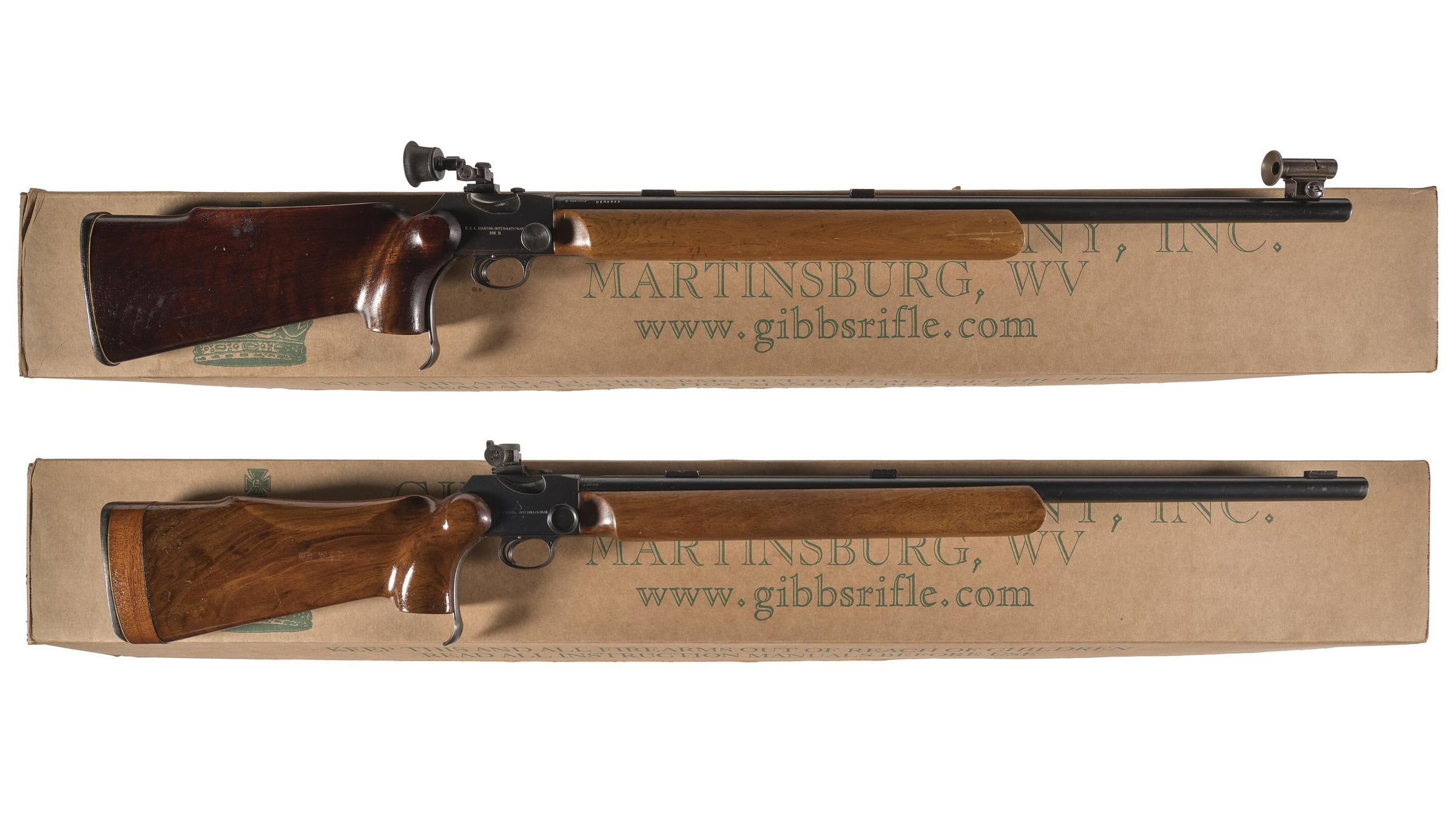 Two Birmingham Small Arms Martini Single Shot Rifles with Boxes | Rock ...