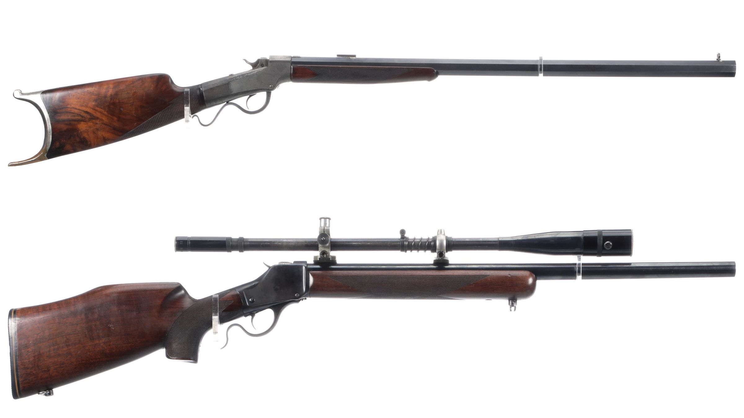 Two American Single Shot Falling Block Rifles | Rock Island Auction
