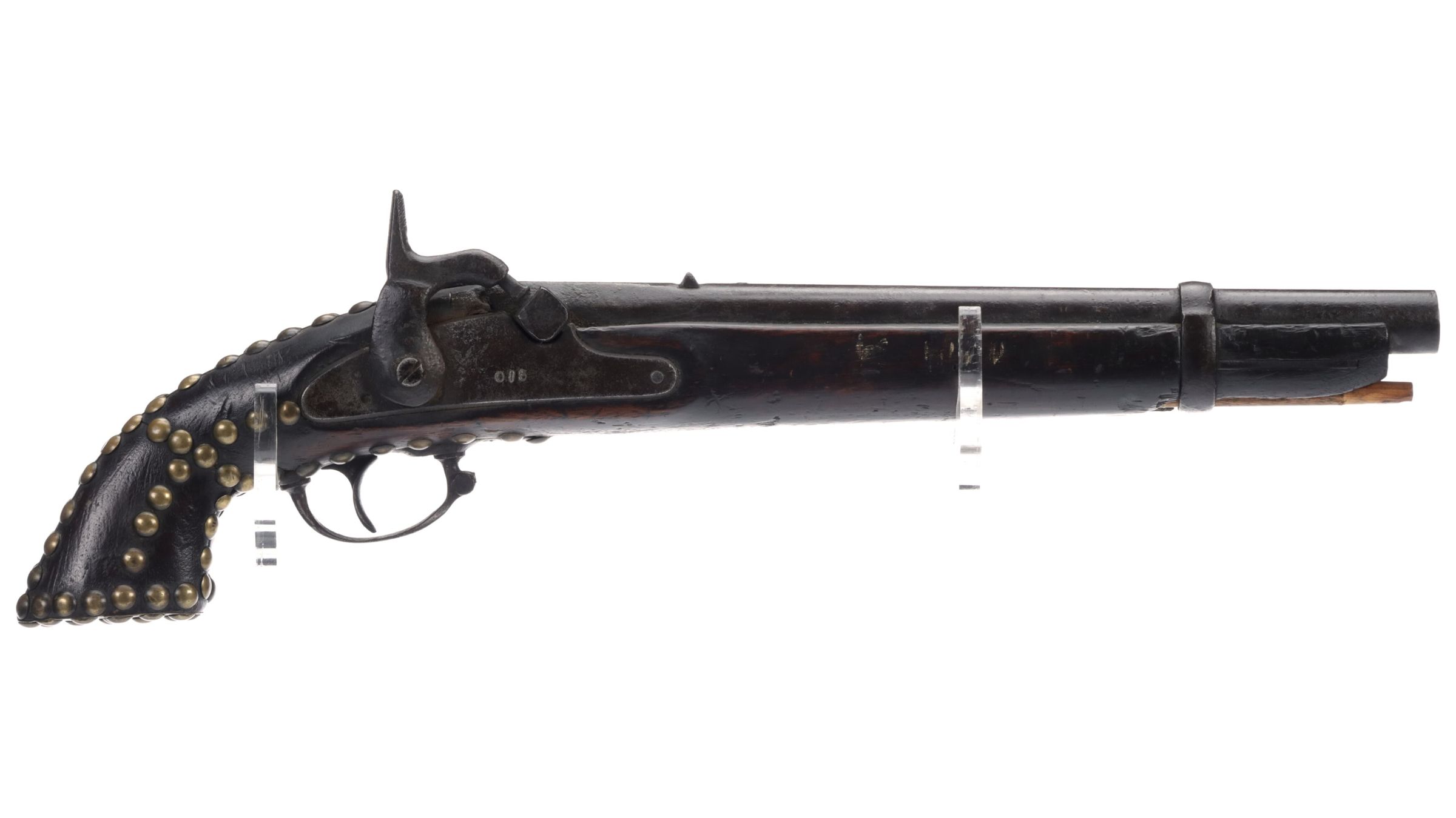 Brass Tack Decorated Percussion Rifle-Musket Altered to Pistol | Rock ...
