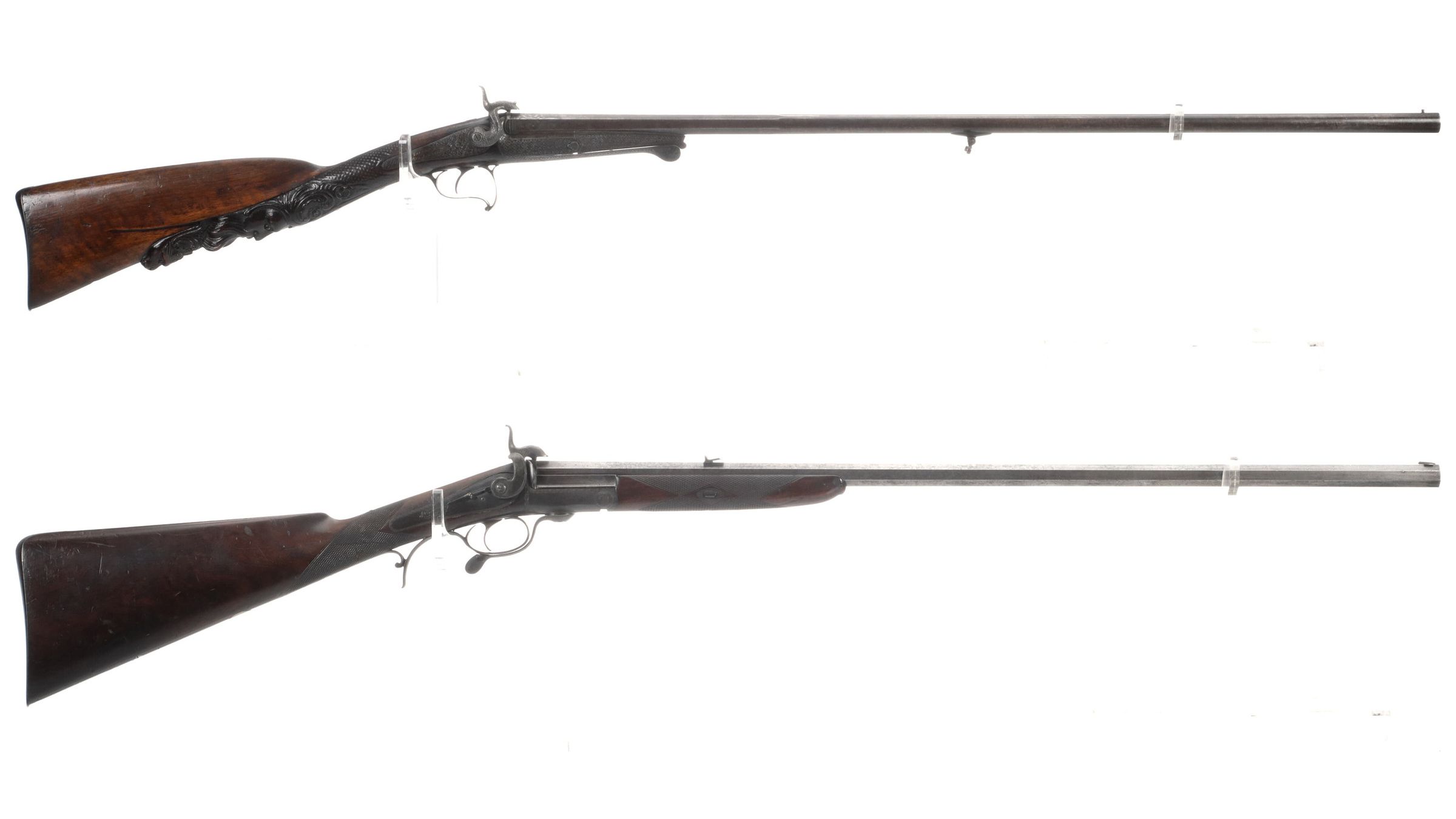 Two Antique Engraved Single Shot Pinfire Long Guns | Rock Island Auction
