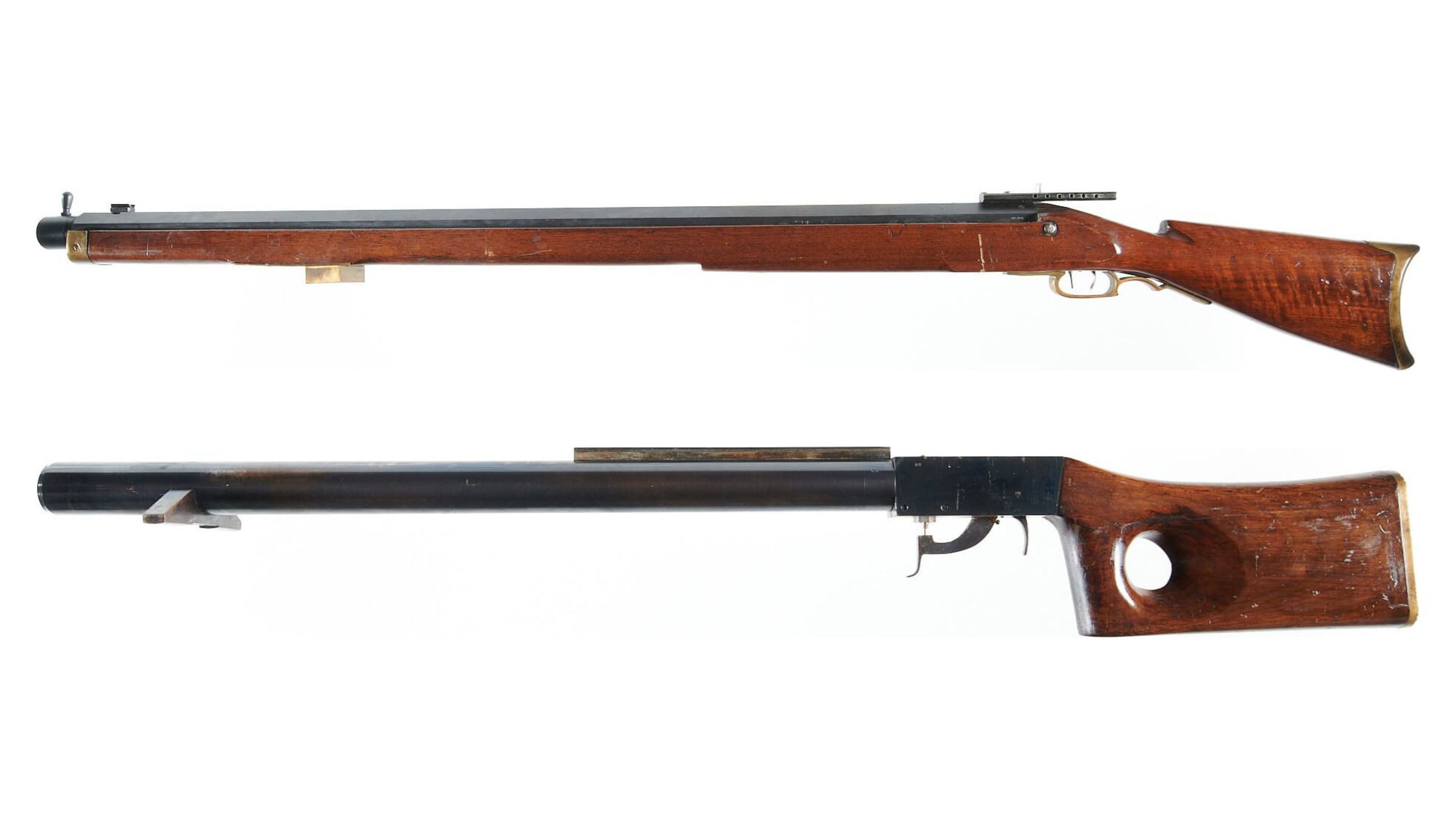 Two Massive Heavy Barrel Percussion Bench Rifles | Rock Island Auction