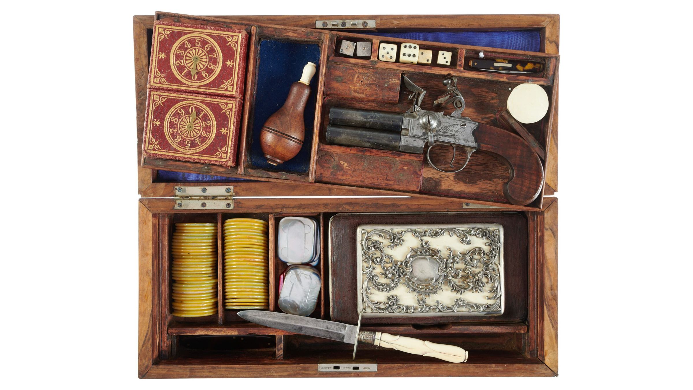 Cased Gambler Set with Wheeler Superposed Flintlock Pistol | Rock ...