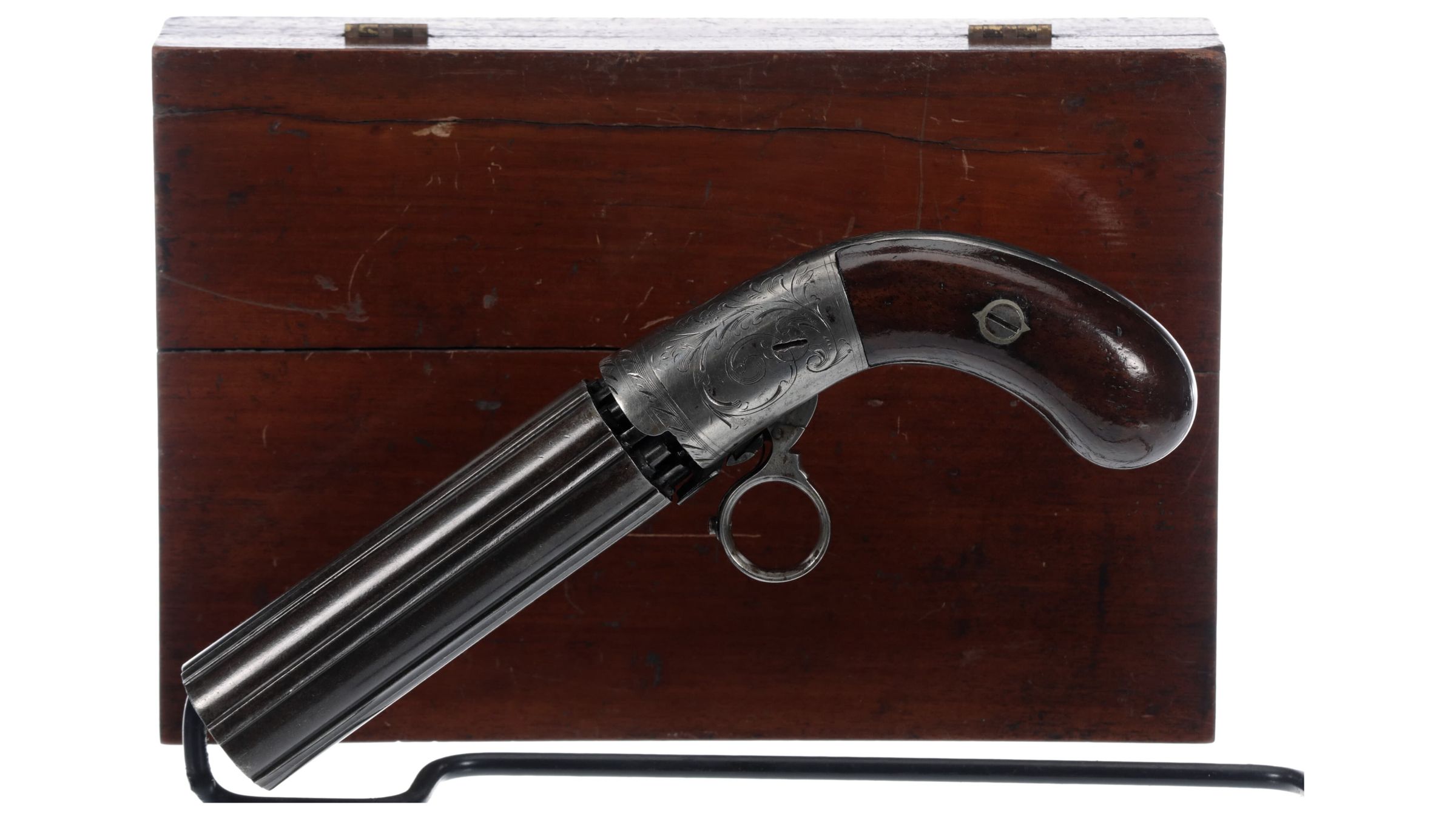 Cased European Percussion Pepperbox with Accessories | Rock Island Auction