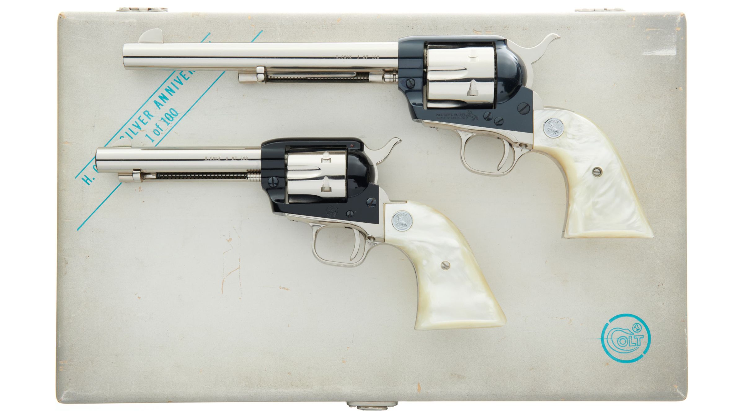 Matched Pair of H. Cook Silver Anniversary Colt Revolvers | Rock Island ...