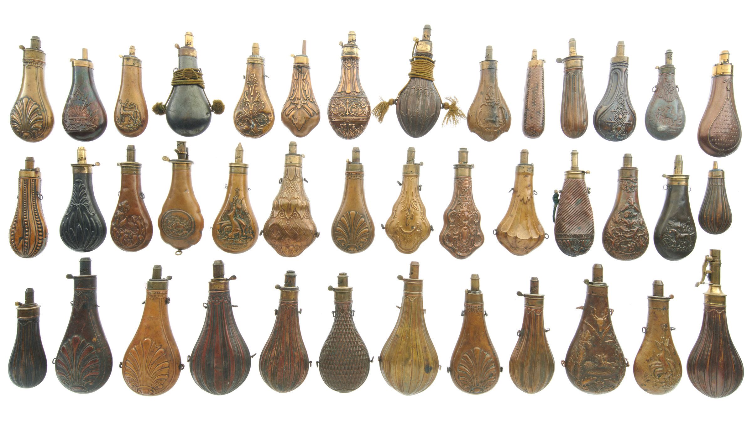 Large Grouping of Powder Flasks and "The Powder Flask Book" | Rock ...