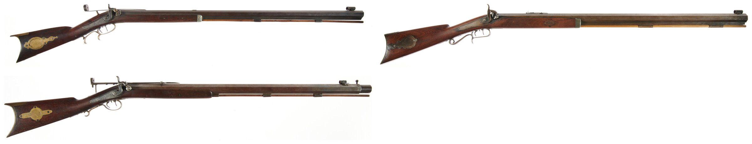 Three Antique American Half Stock Percussion Target Rifles | Rock ...