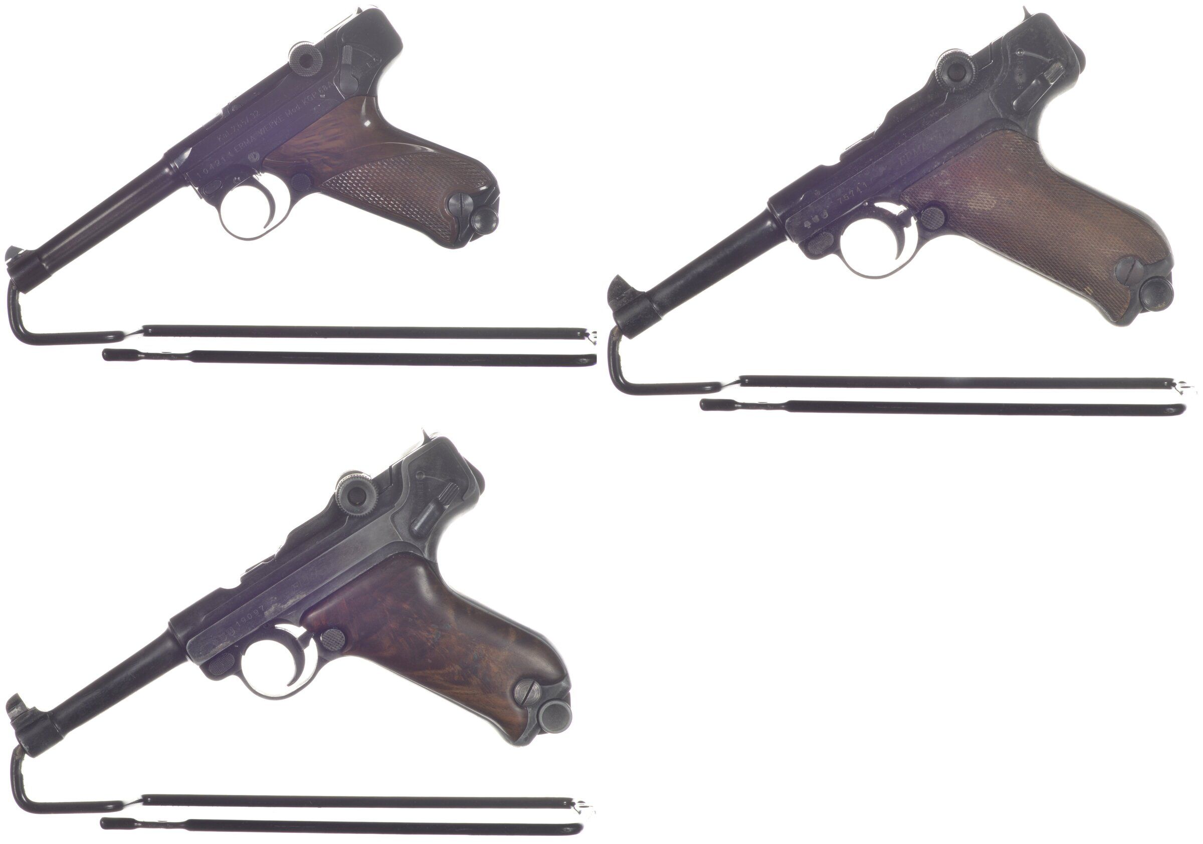 Three German Erma Werke Luger Style Semi-Automatic Pistols | Rock ...