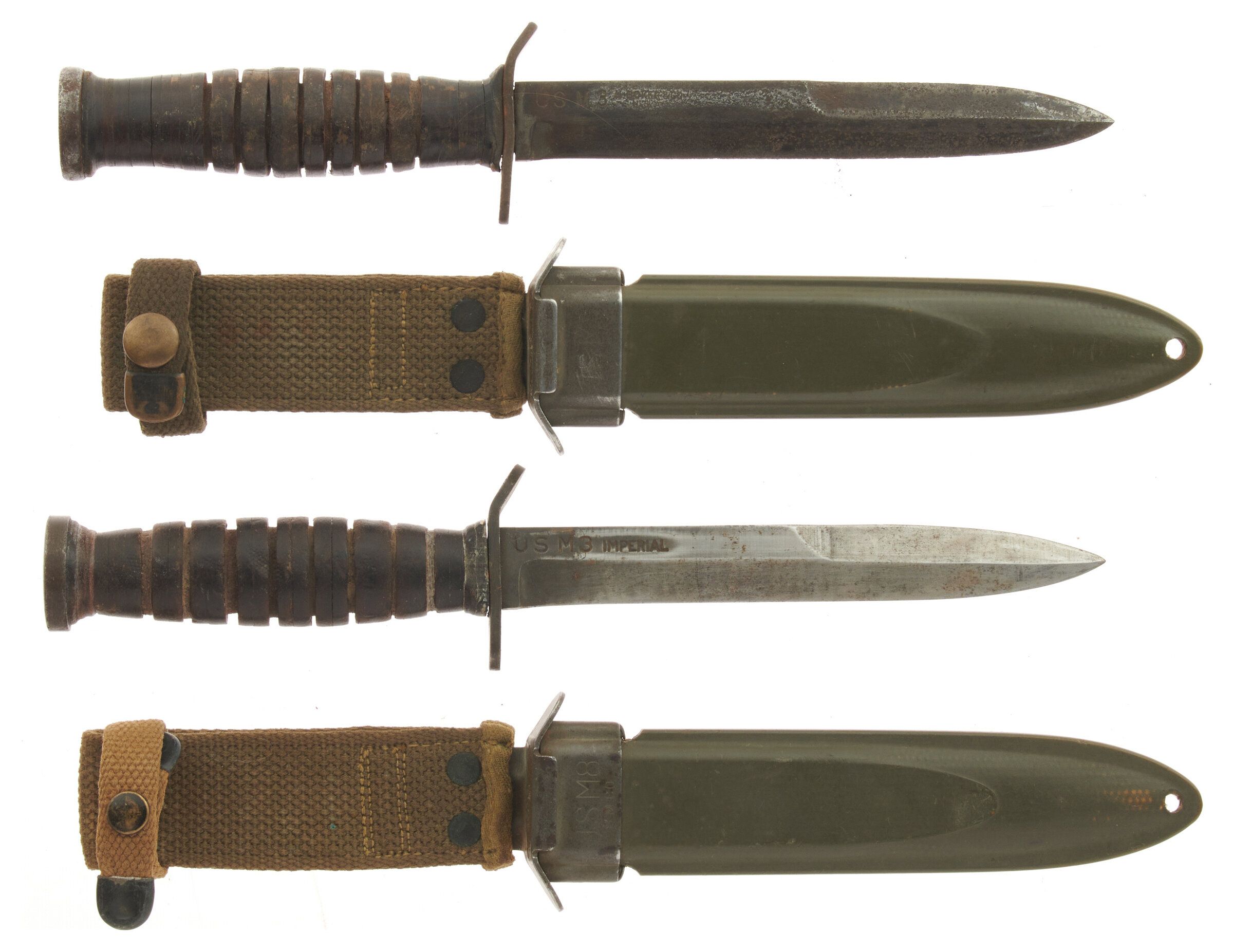 Two Early Side-Marked U.S. M3 Fighting Knives with Sheaths | Rock ...