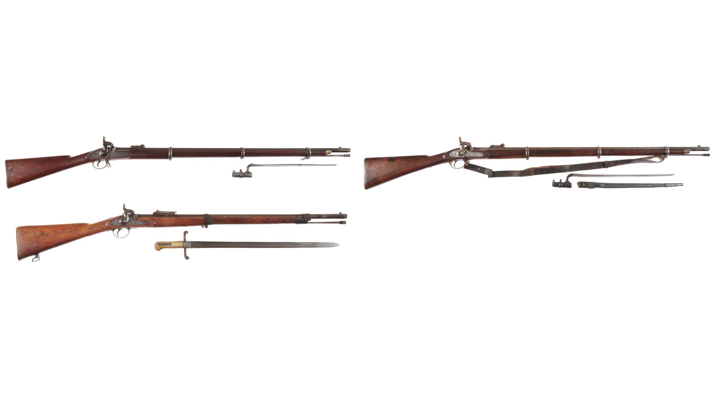 Three Civil War Era Percussion Rifles with Bayonets | Rock Island Auction