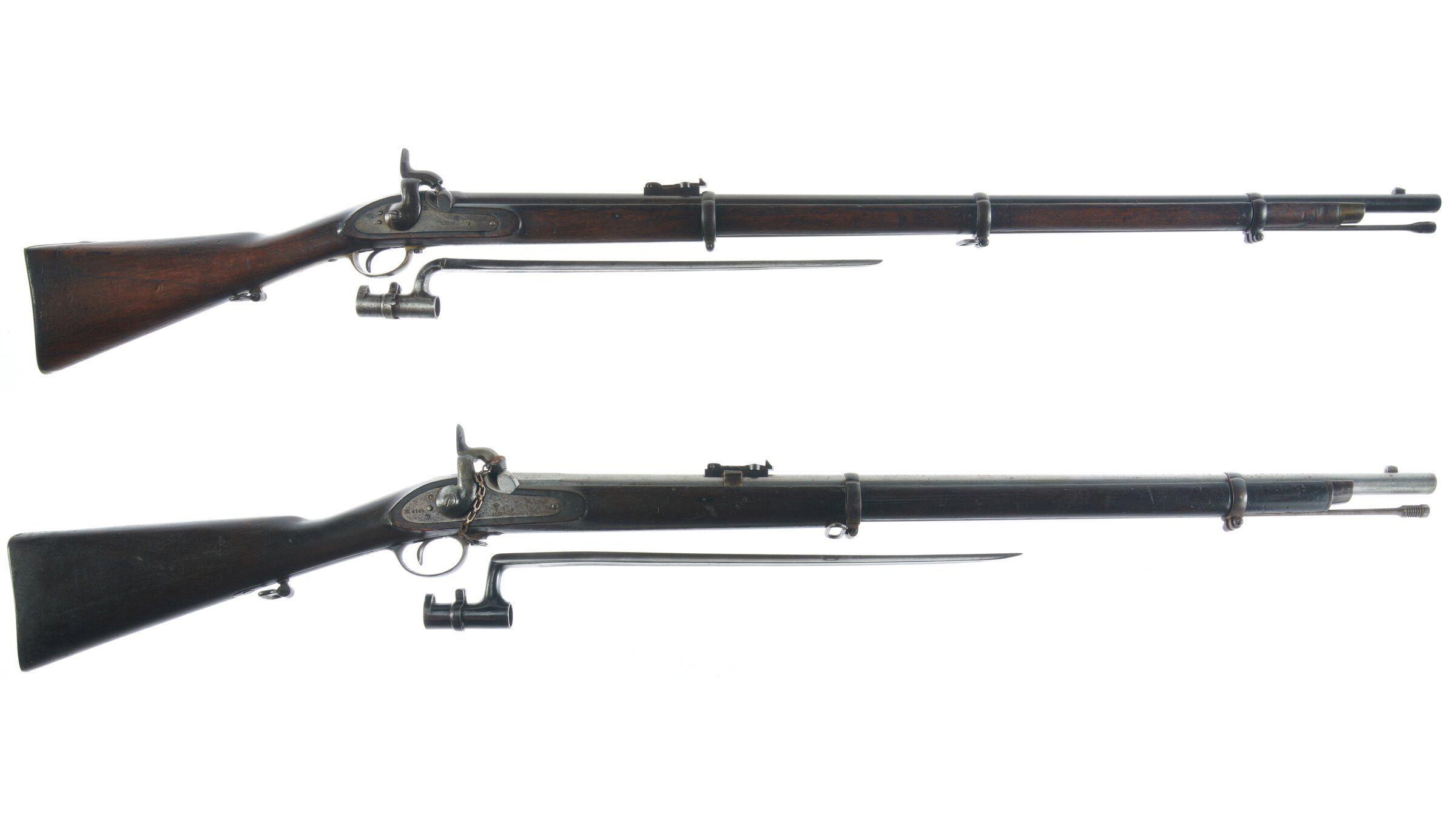 Two European Percussion Military Rifles with Bayonets | Rock Island Auction