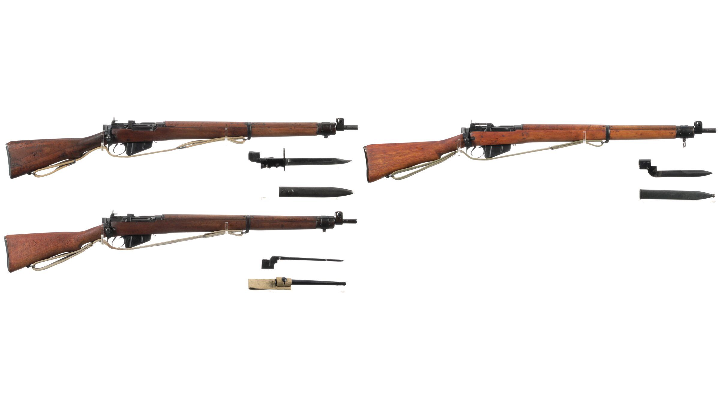 Three Enfield Pattern Bolt Action Rifles with Bayonets | Rock Island ...
