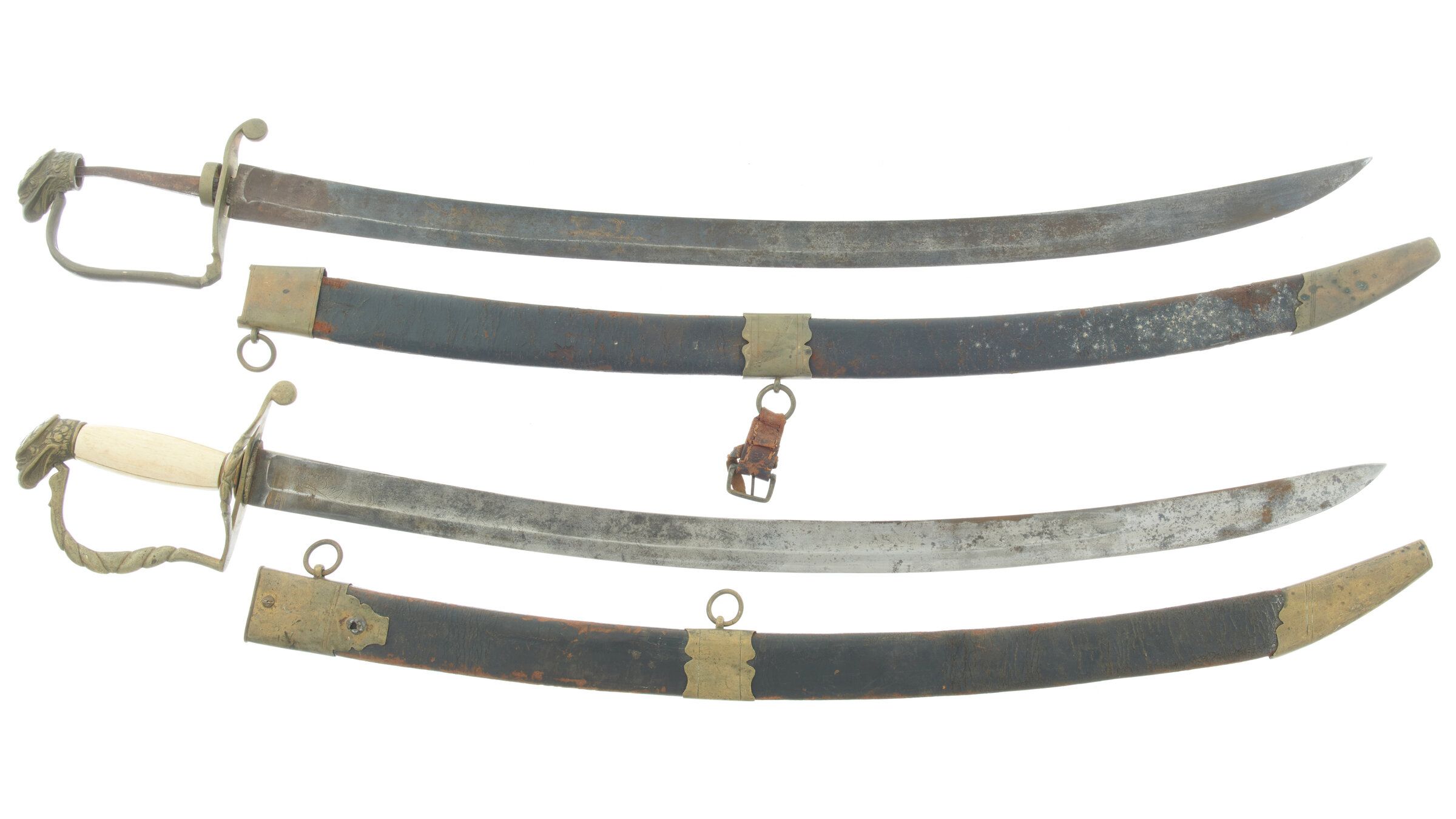 Two American Eagle Head Pommel Sabers with Scabbards | Rock Island Auction