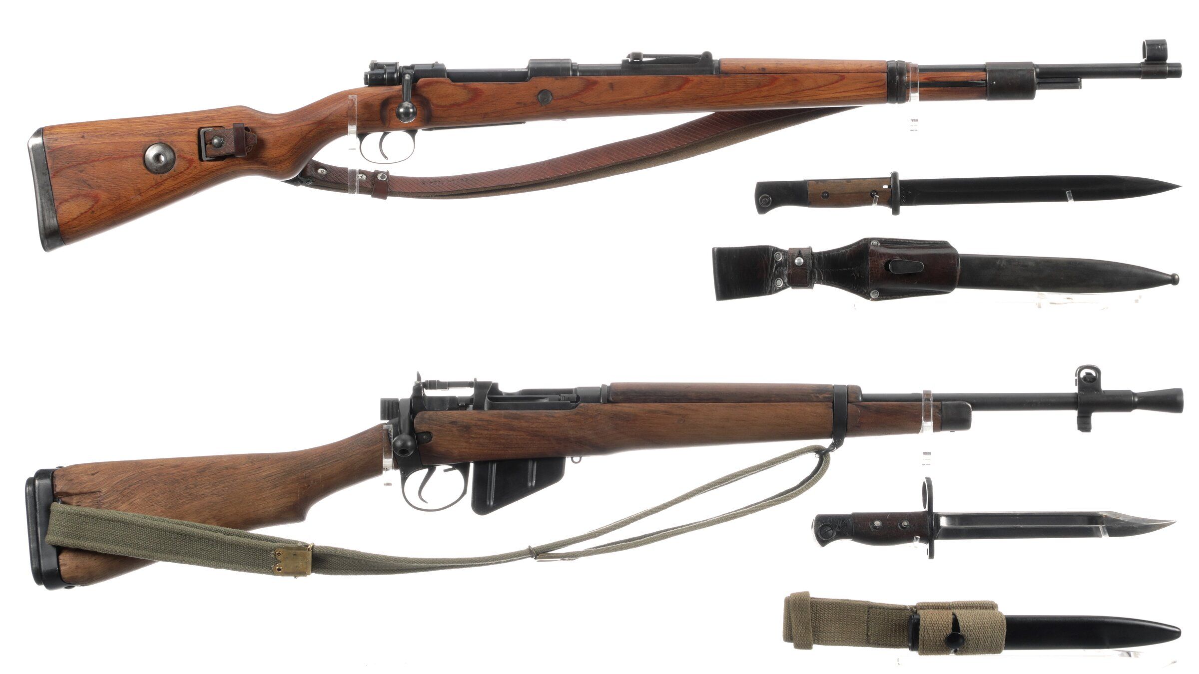 Two World War II Military Bolt Action Rifles with Bayonets | Rock ...