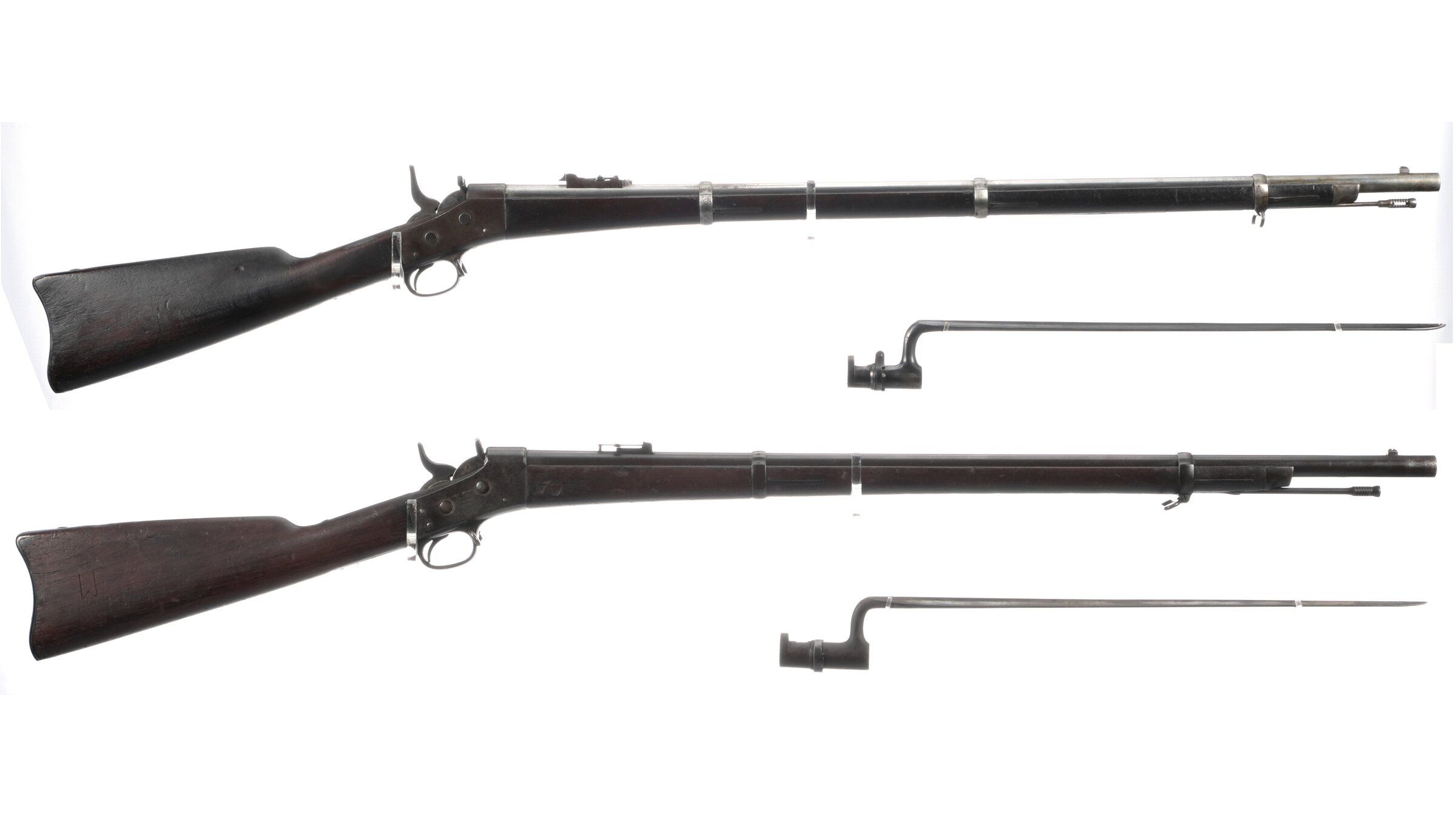 Two Remington Rolling Block Military Rifles with Bayonets | Rock Island ...