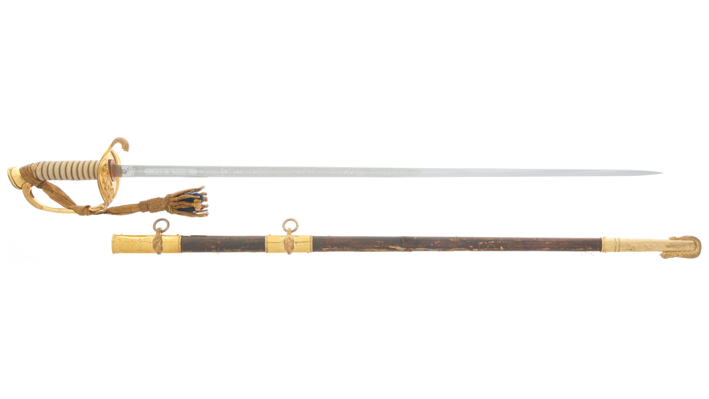 Presentation Etched U.S. Navy Officer's Sword with Scabbard | Rock ...