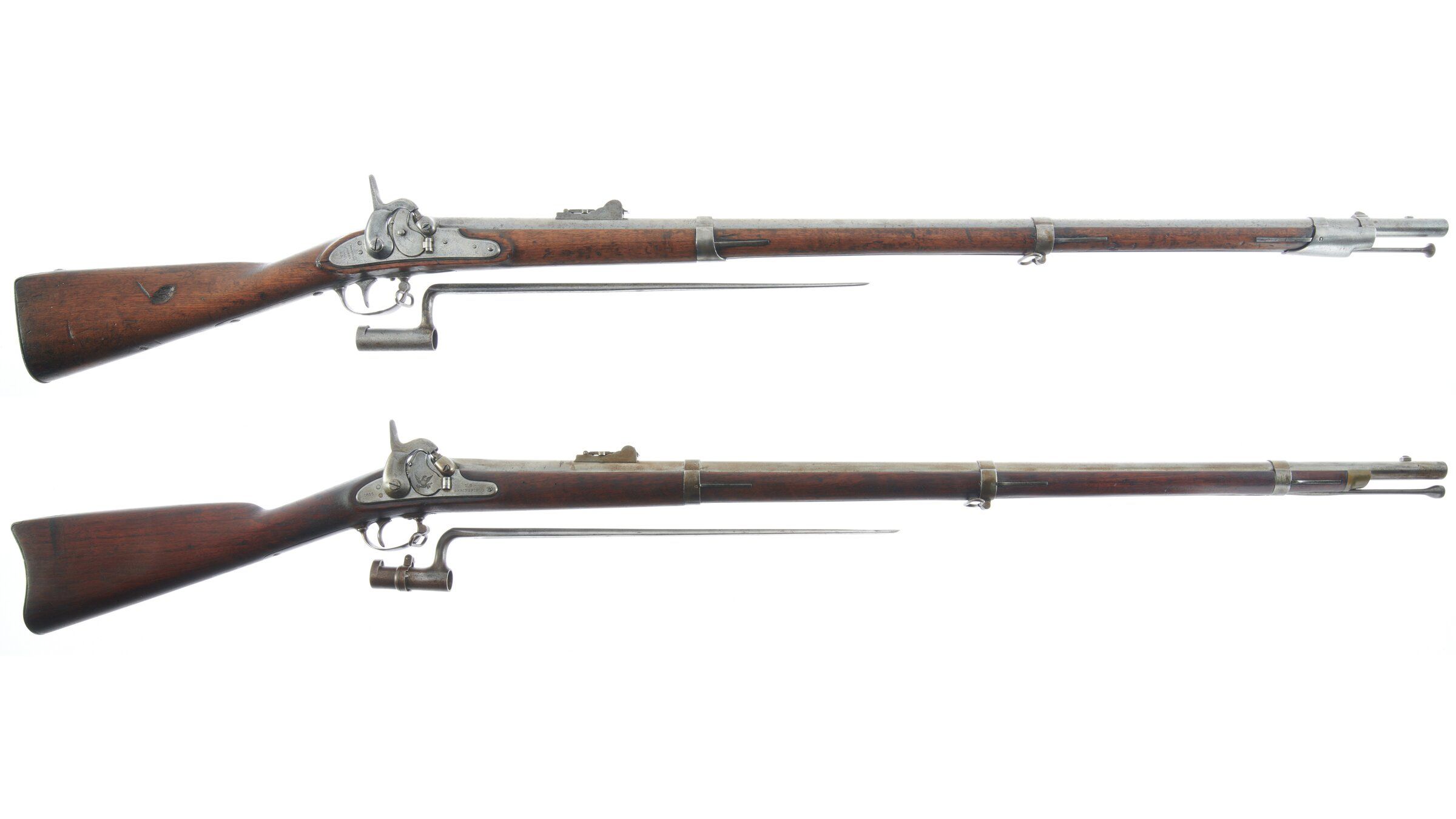 Two U.S. Martial Maynard Primed Rifled Muskets with Bayonets | Rock ...