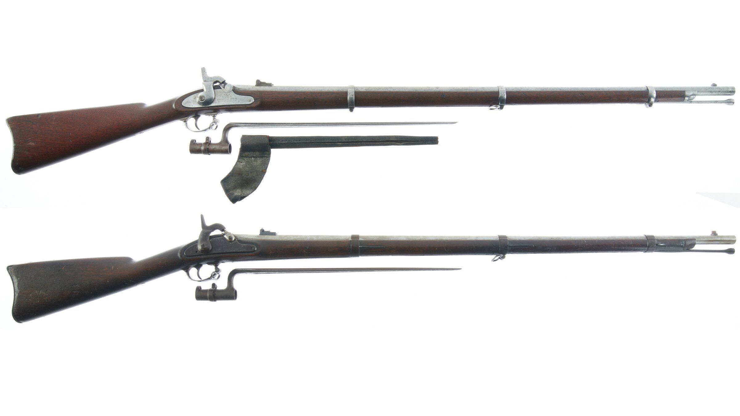 Two U.S. Martial Percussion Rifle-Muskets with Bayonets | Rock Island ...