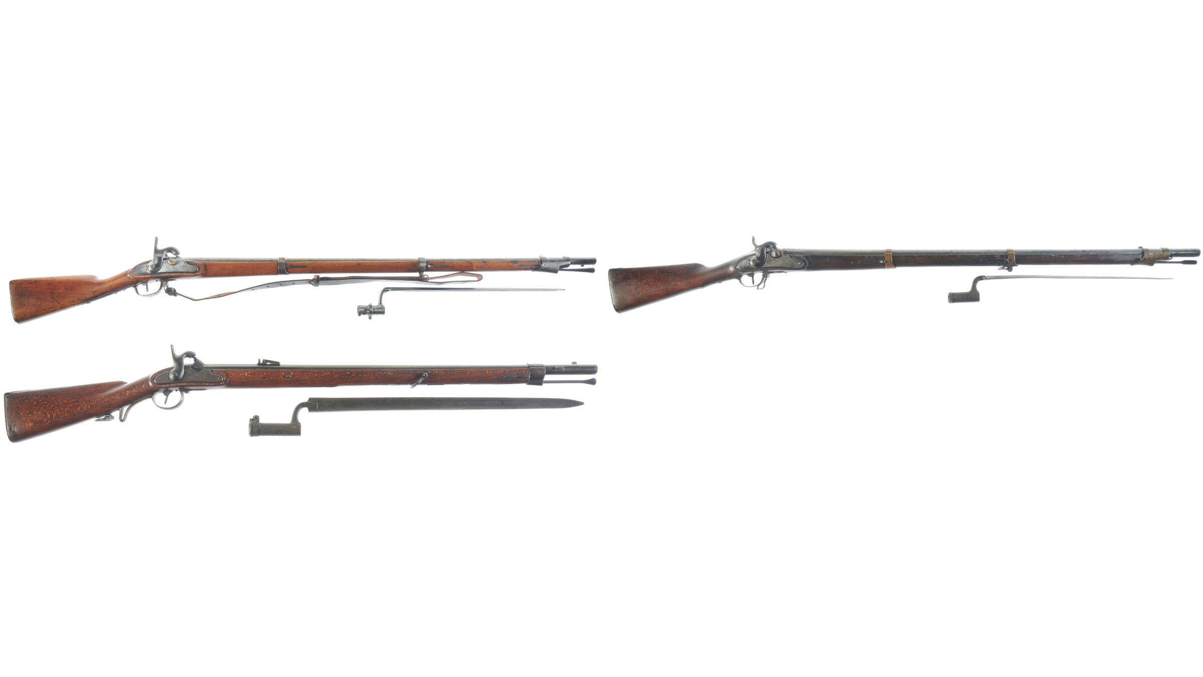 Three European Military Percussion Conversion Muskets & Bayonets | Rock ...