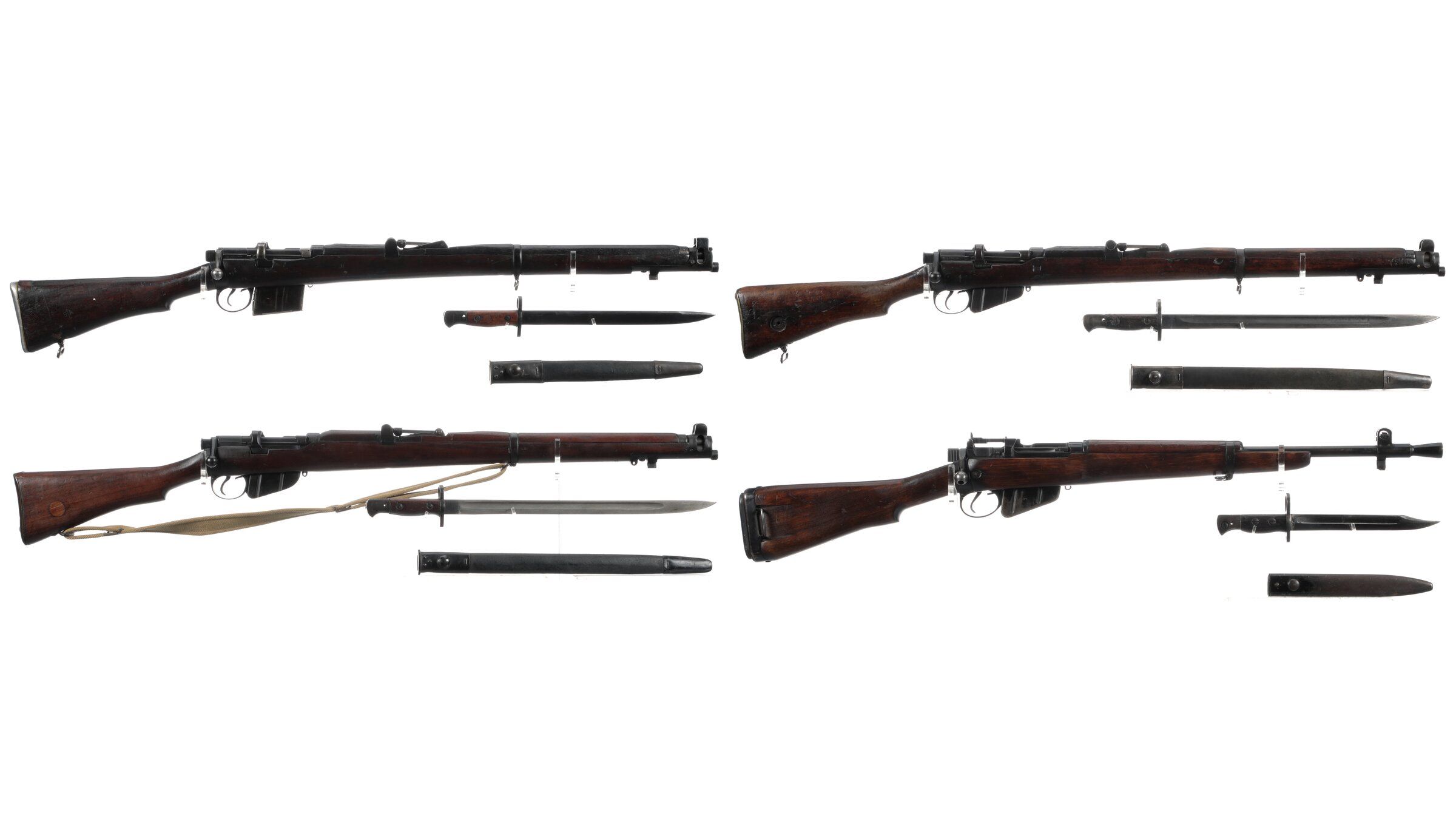 Four Enfield Pattern Bolt Action Rifles with Bayonets | Rock Island Auction