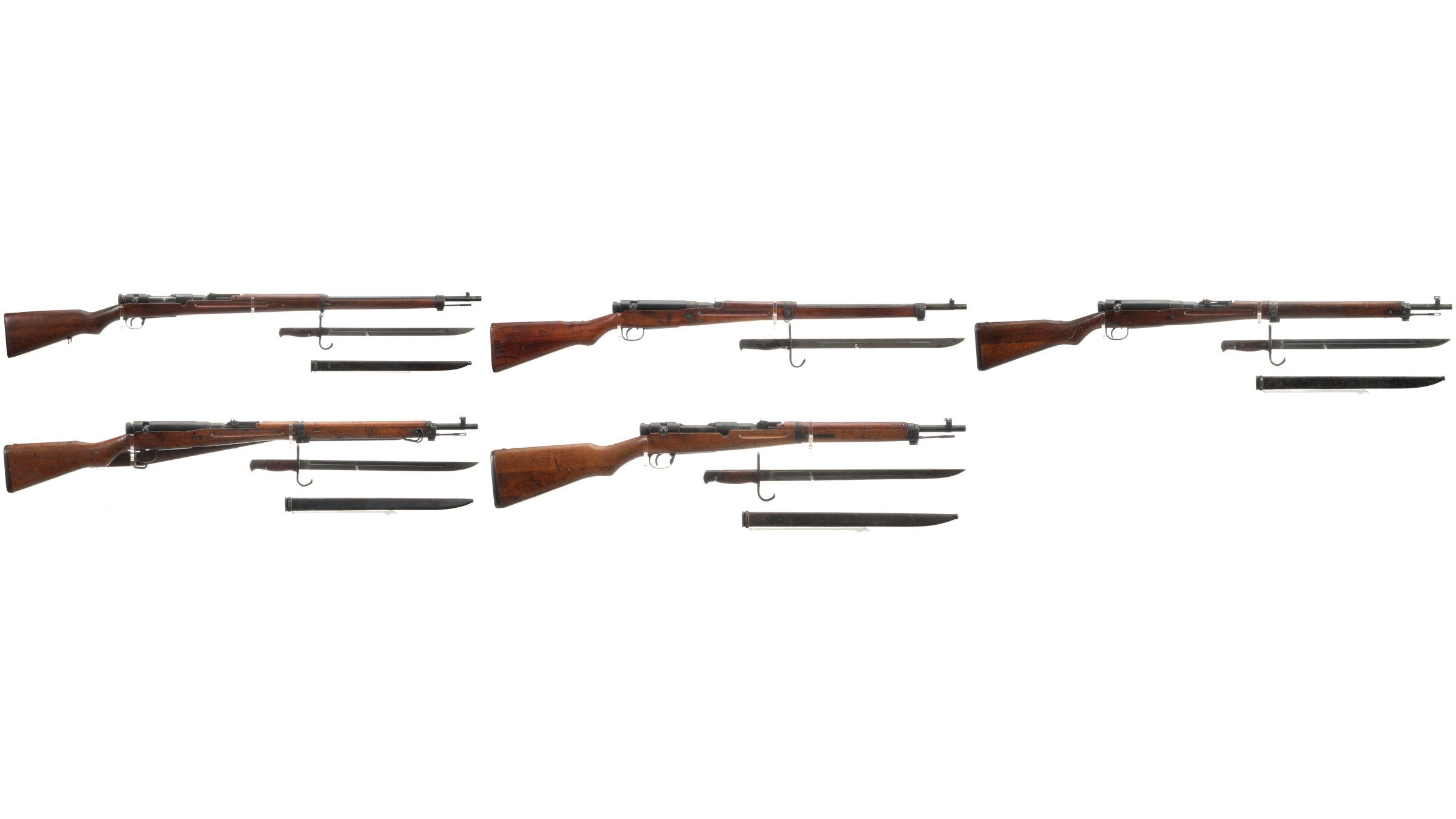 Five Japanese Arisaka Bolt Action Rifles with Bayonets | Rock Island ...