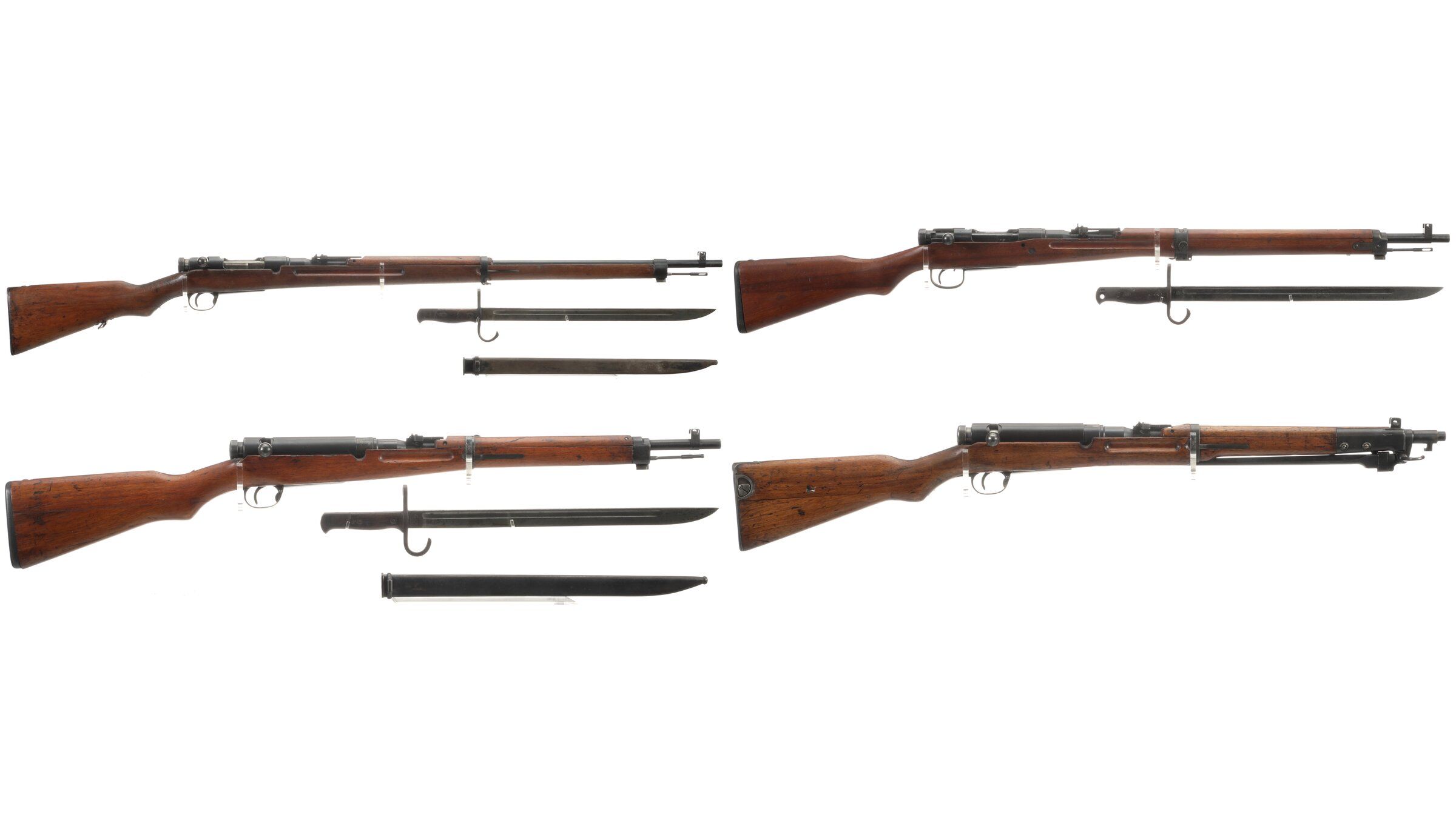 Four Japanese Arisaka Bolt Action Rifles with Bayonets | Rock Island ...