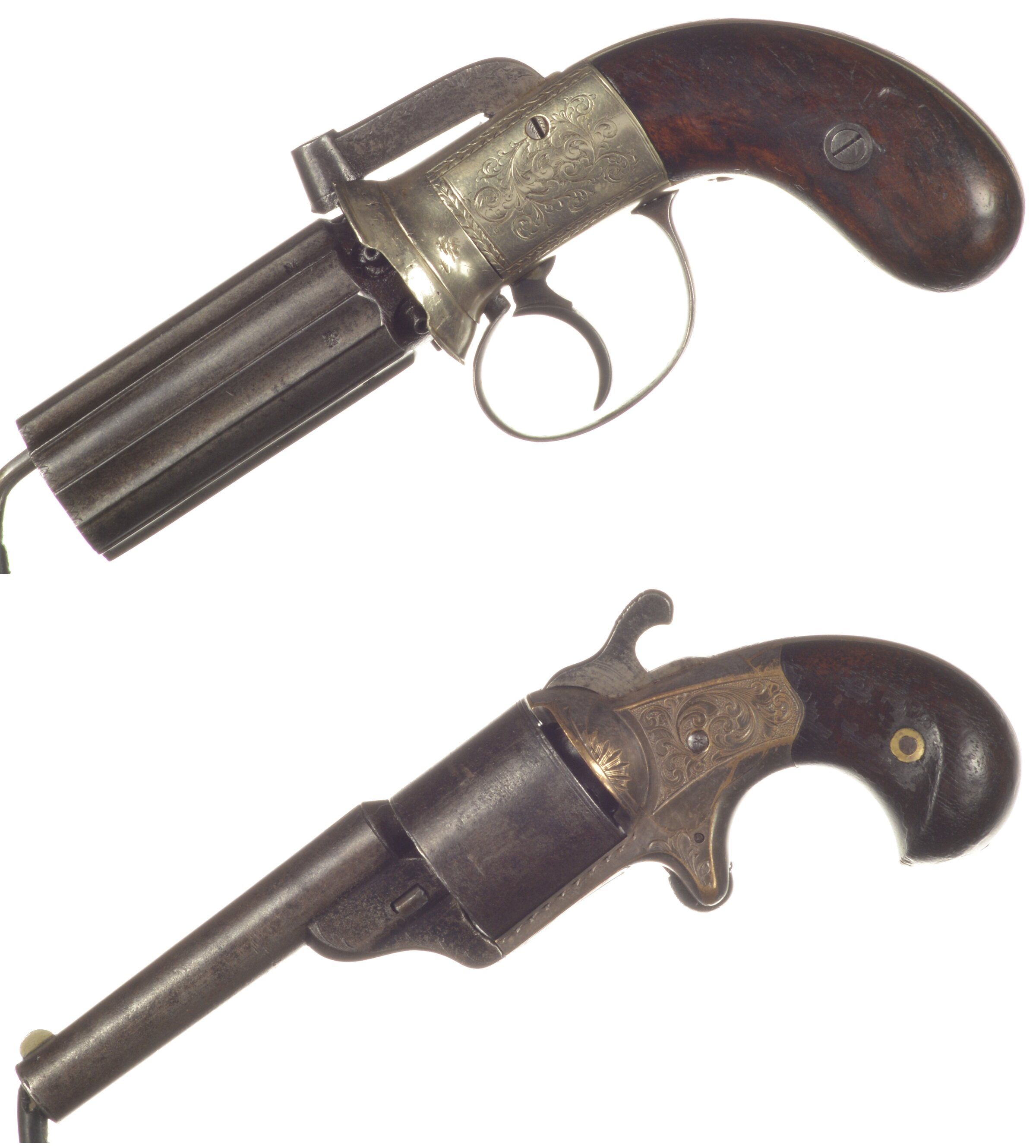 Two Engraved Antique Handguns | Rock Island Auction