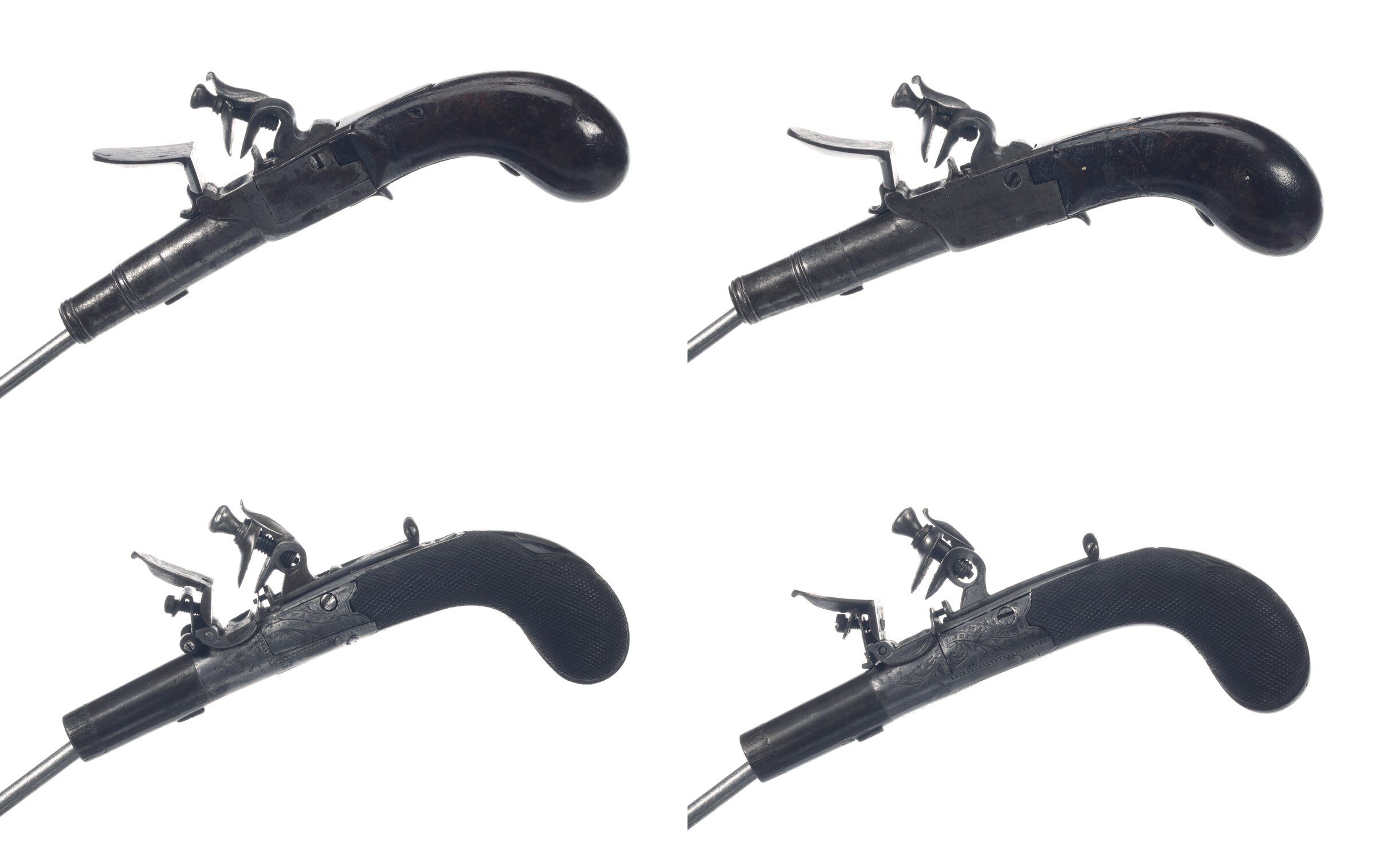 Two Pairs of Folding Trigger Boxlock Flintlock Muff Pistols | Rock ...