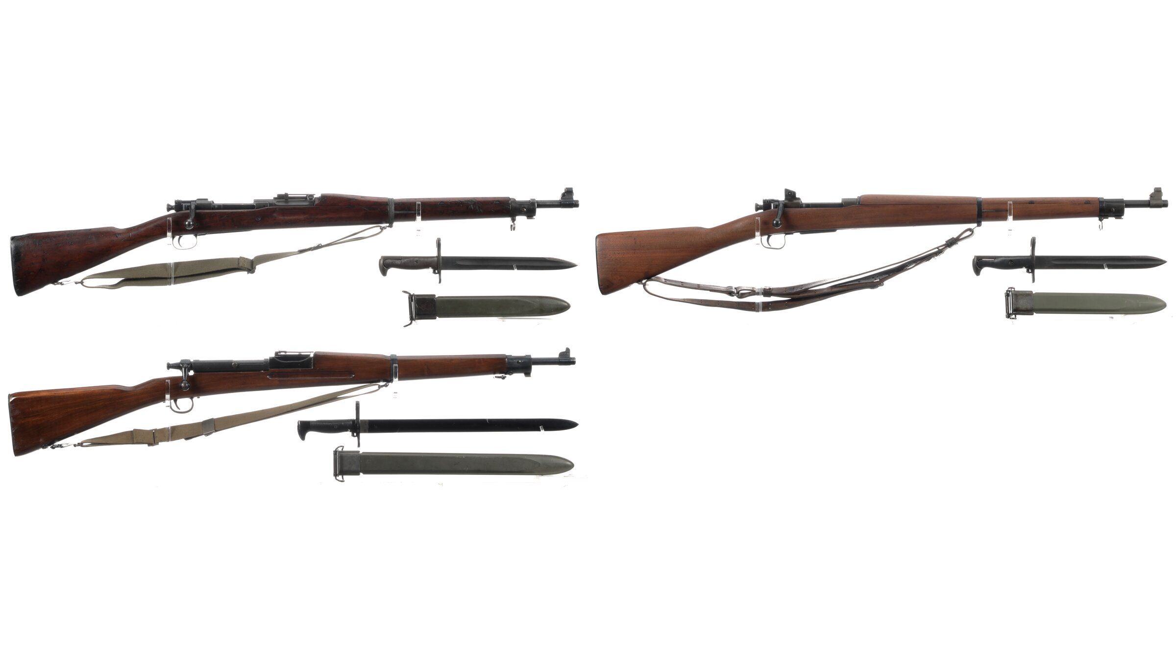 Two U.S. Military Rifles and One Training Rifle with Bayonets | Rock ...