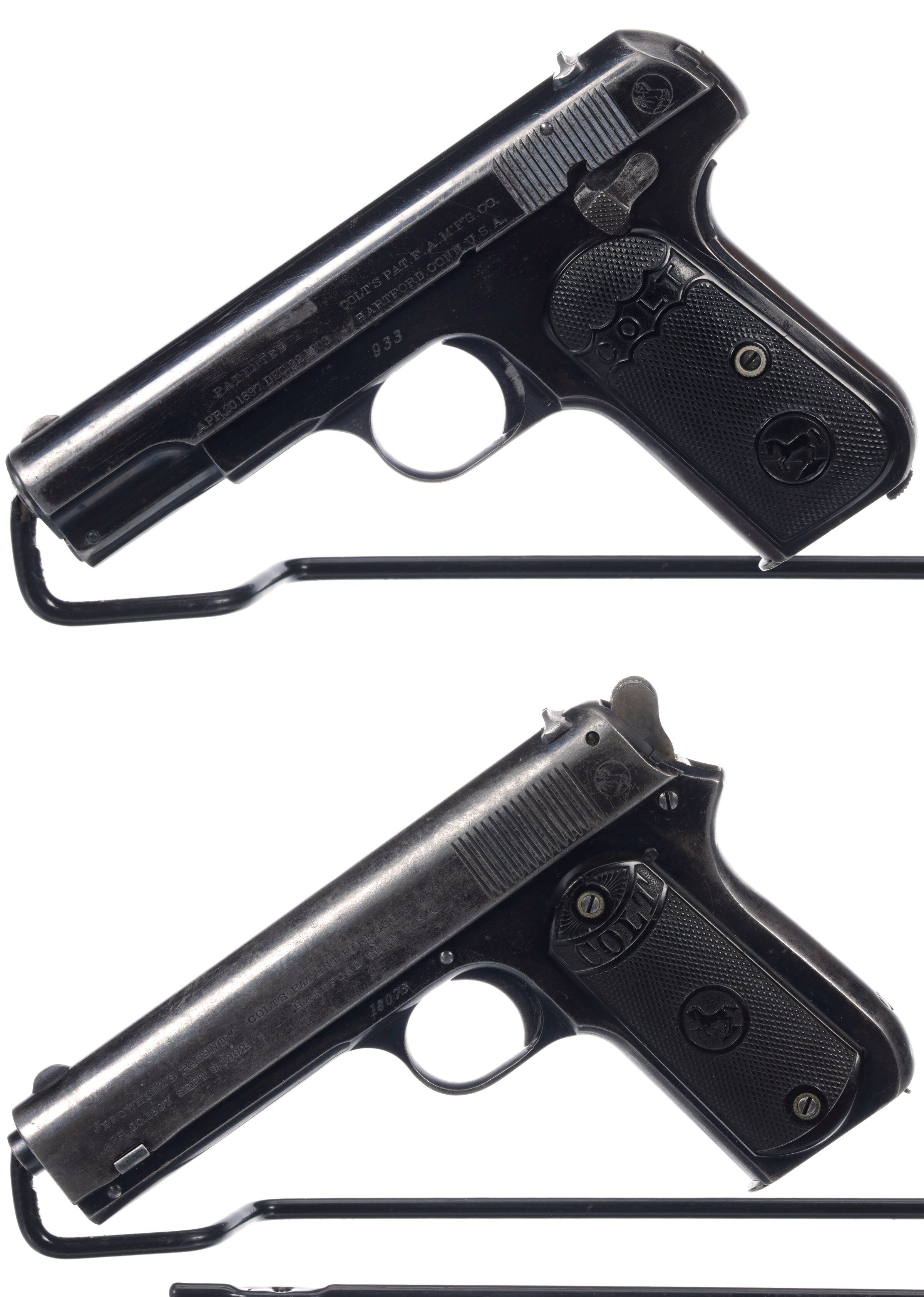 Two First Year Production Colt Semi-Automatic Pistols | Rock Island Auction