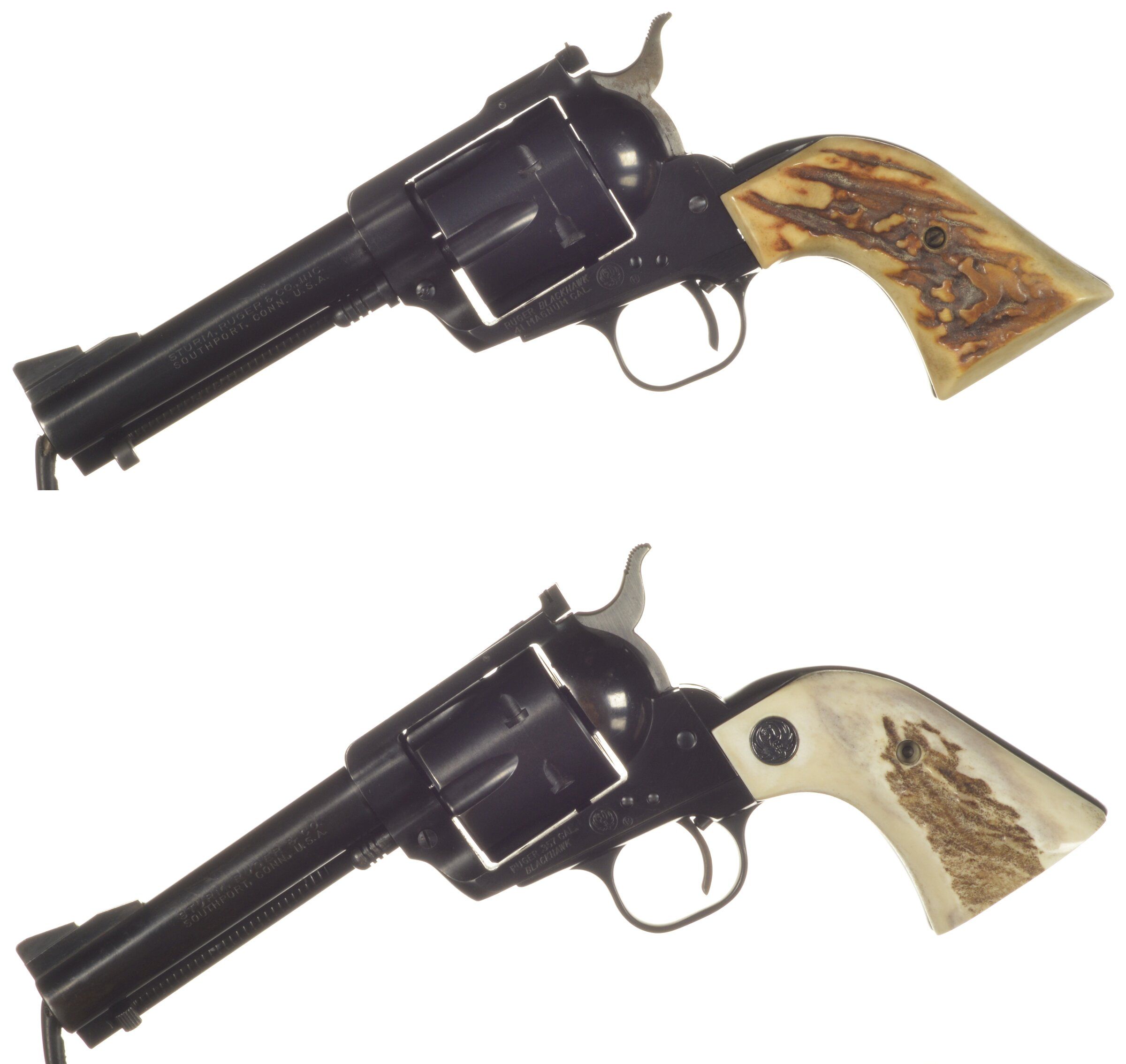 Two Ruger Blackhawk Single Action Revolvers with Stag Grips | Rock ...