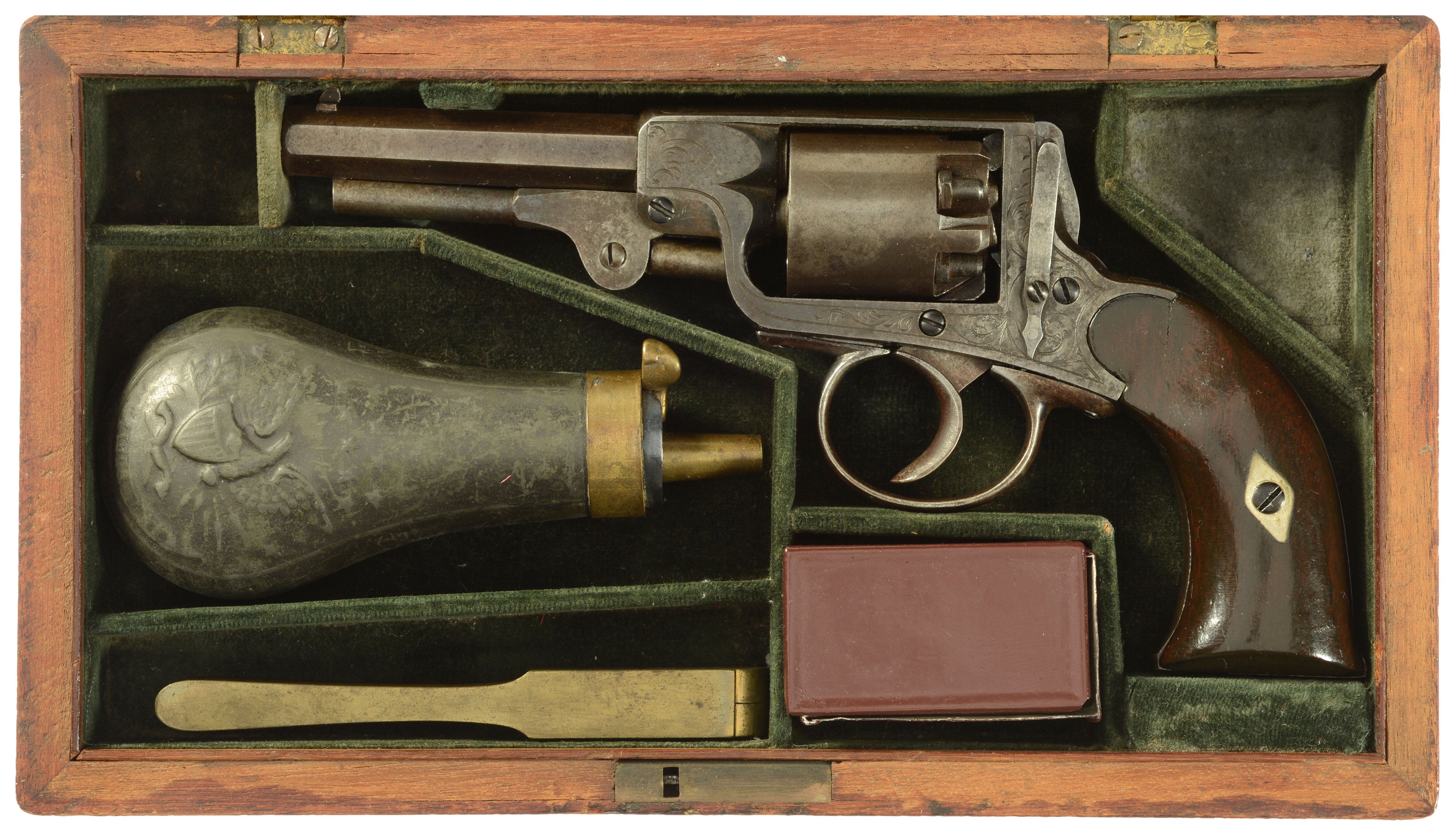 Cased Engraved Adams 1851 Pattern Percussion Revolver | Rock Island Auction