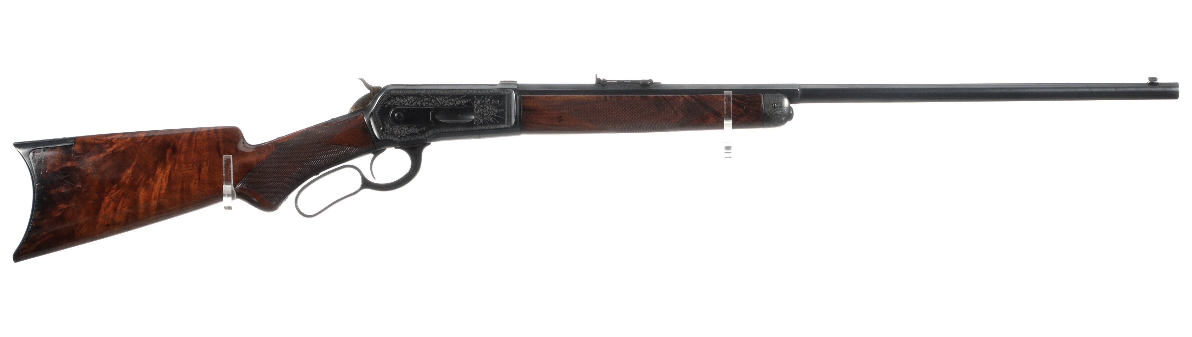 Game Scene Engraved Winchester Model 1886 Lever Action Rifle | Rock ...