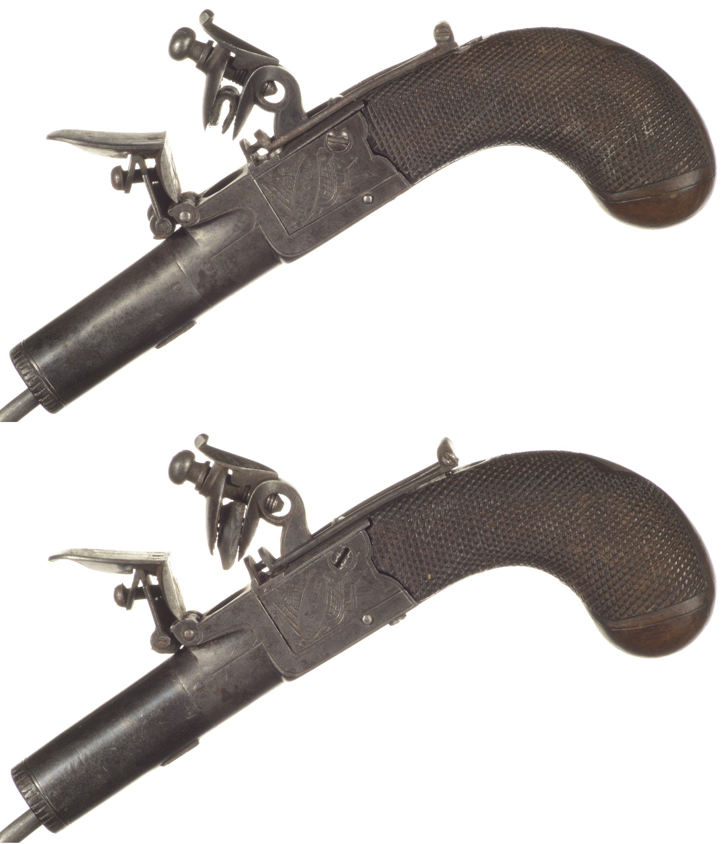 Pair of Engraved H. Nock Boxlock Flintlock Pocket Pistols | Rock Island ...