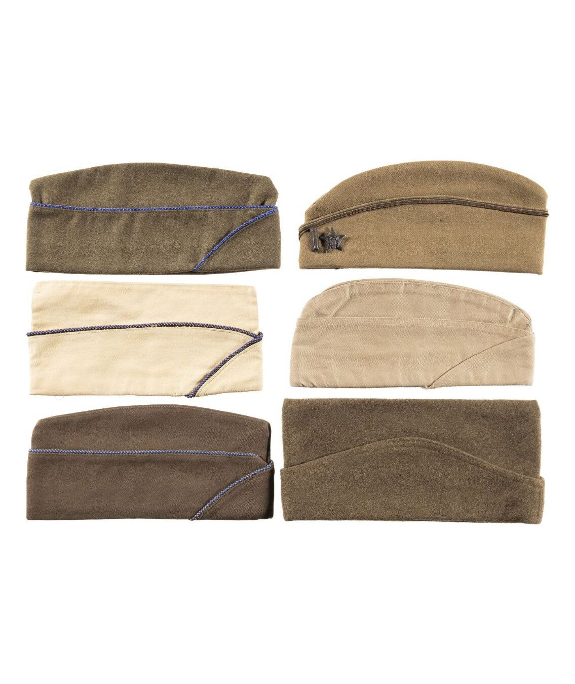 Grouping of Six World War Era U.S. Garrison Caps | Rock Island Auction