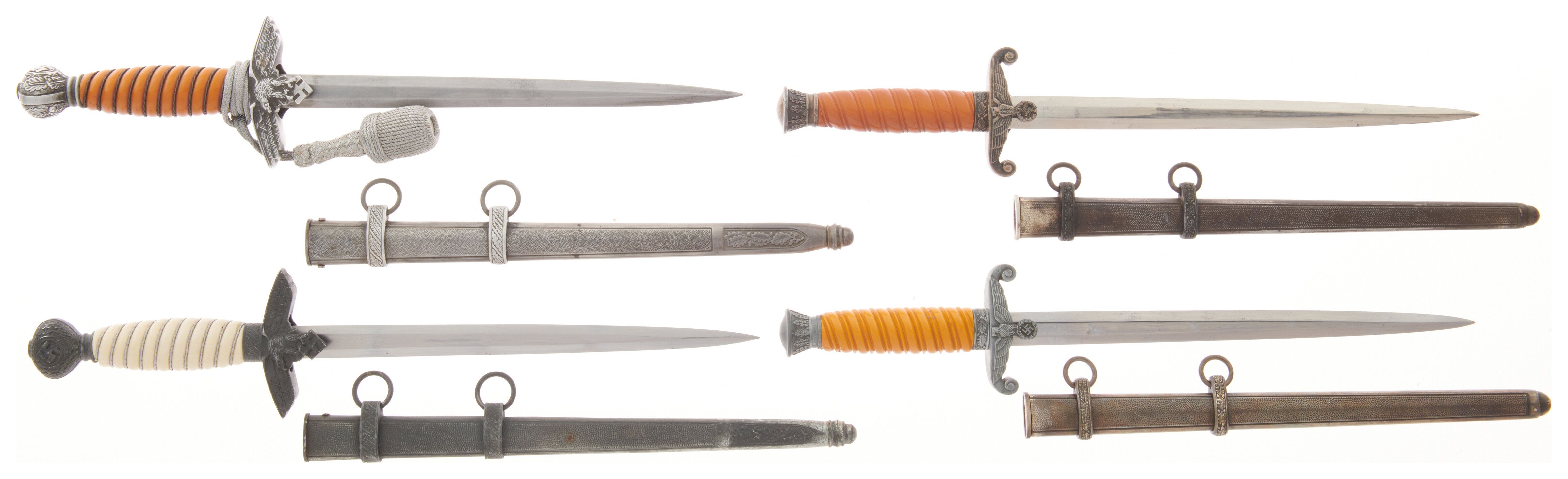 Four German Uniform Pattern Daggers with Scabbards | Rock Island Auction